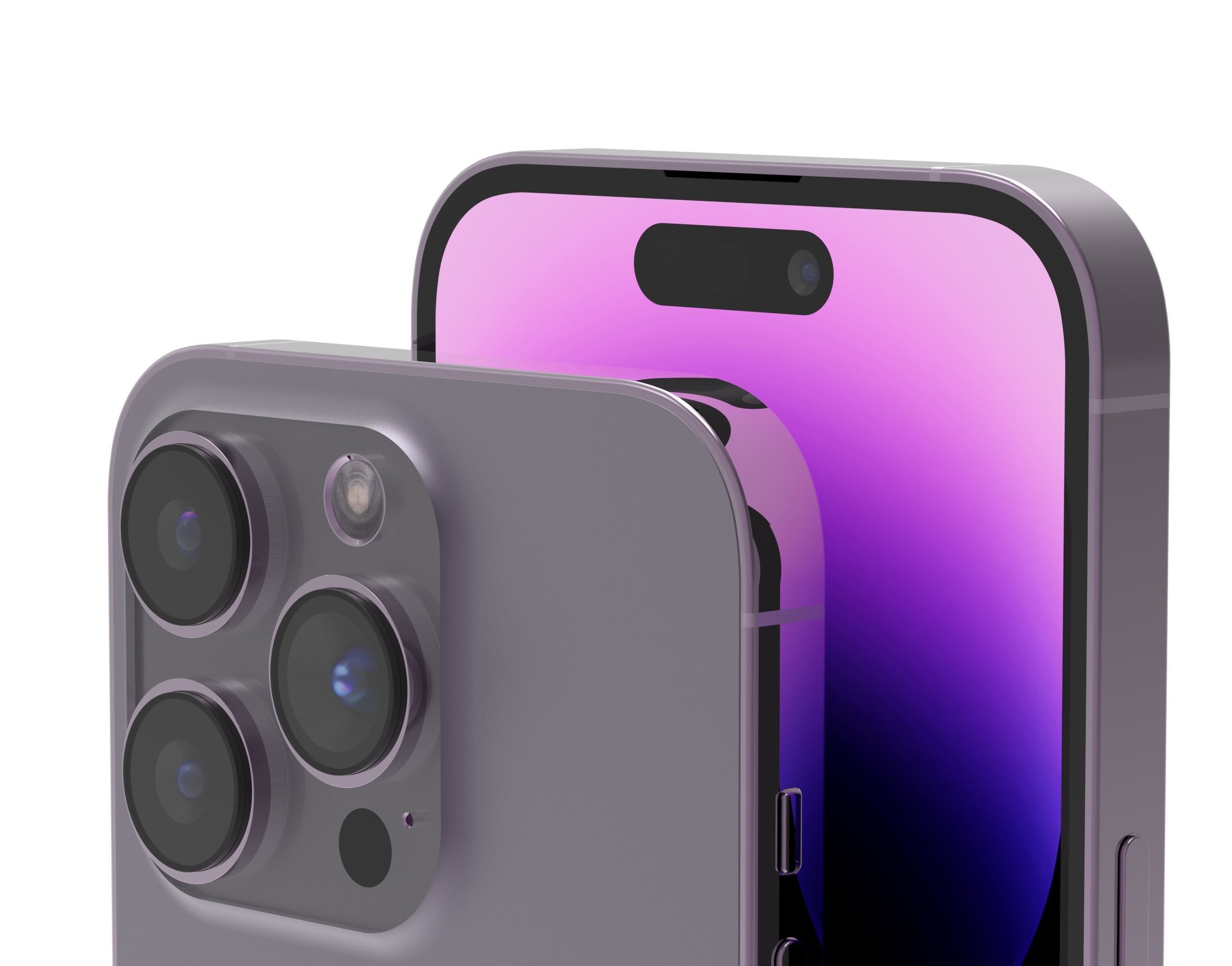 Apple iPhone 14 Pro Purple color Keyshot Blender Cinema 4D 3D model ...