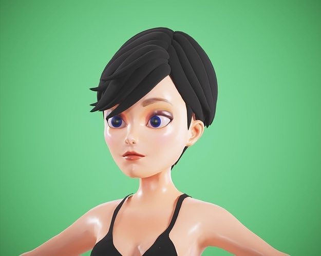 3d Model Cartoon Girl Vr Ar Low Poly Cgtrader