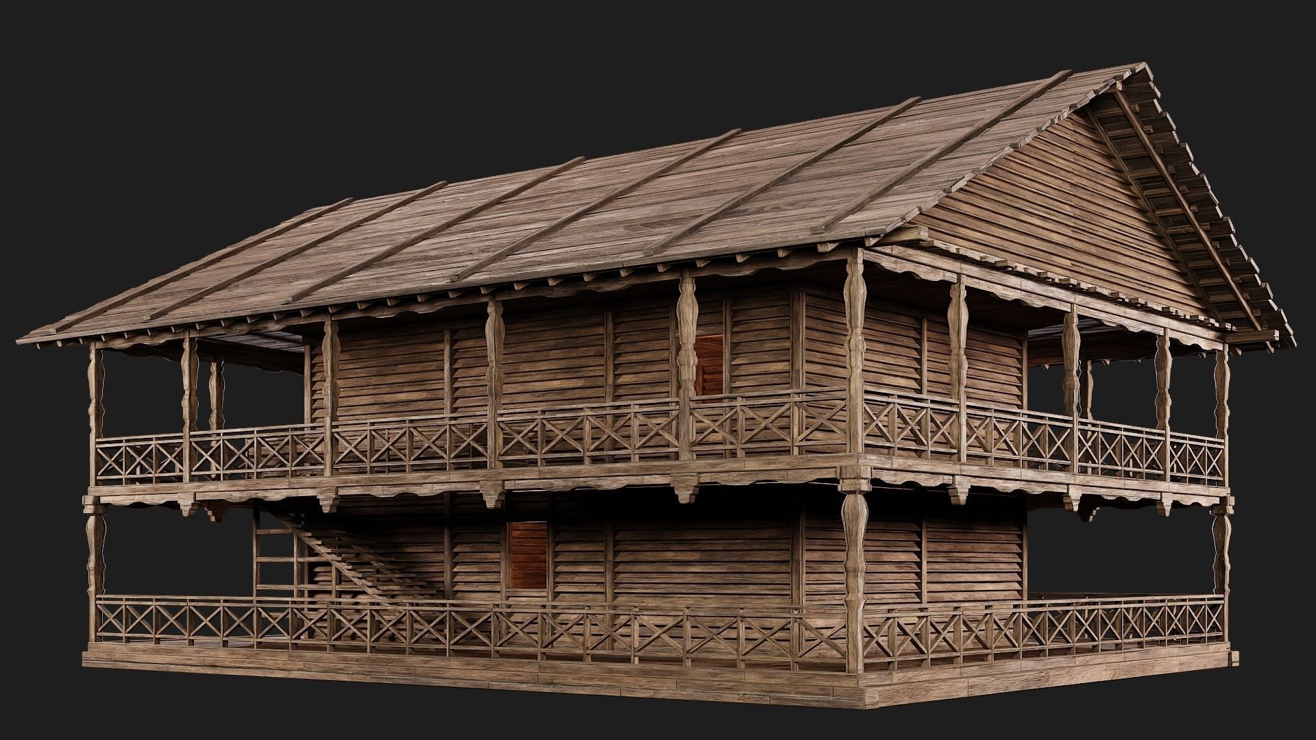 3D model Old Wooden House 4K Textures GameReady 141 VR / AR / low-poly ...