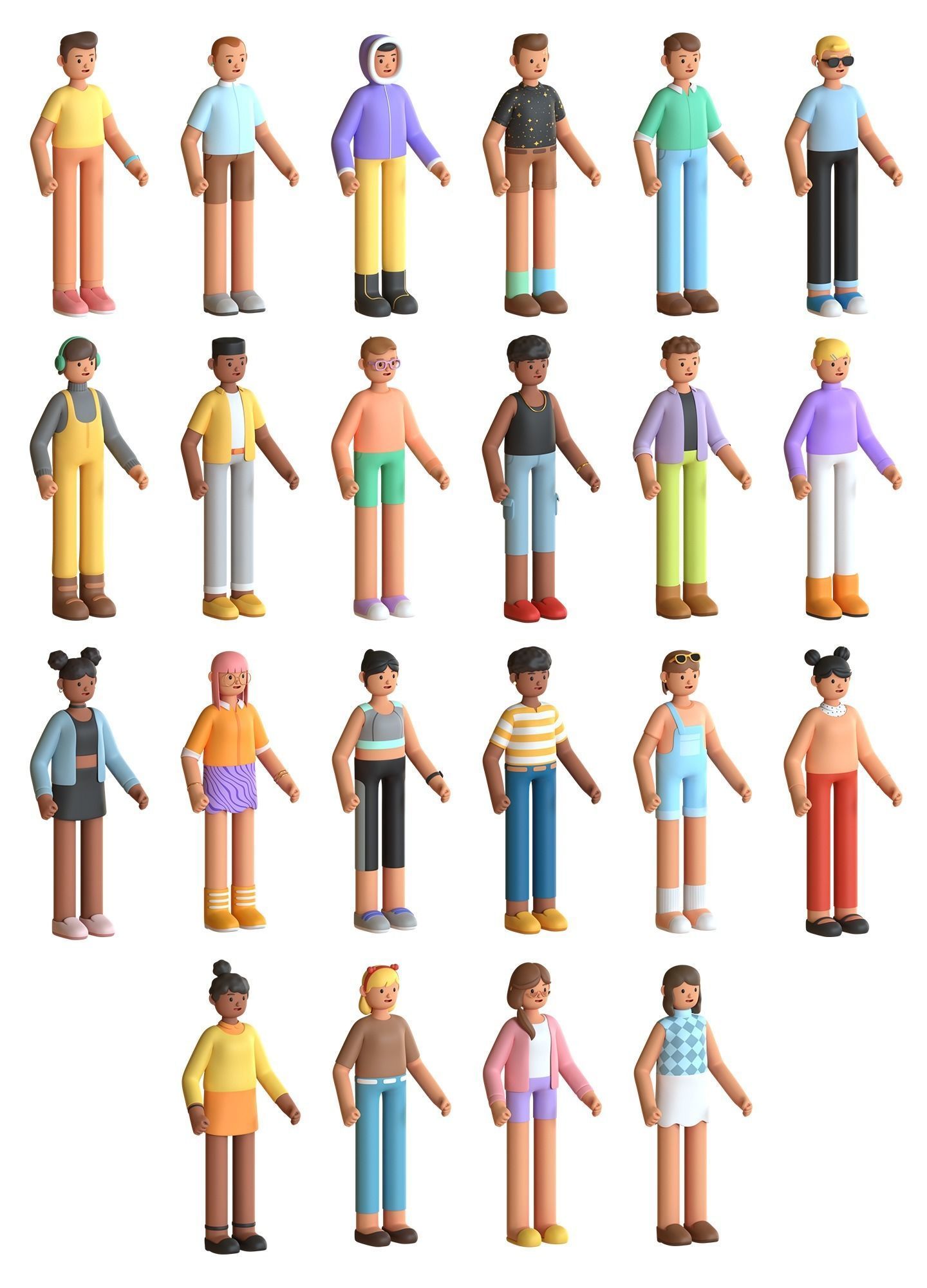 22 CASUAL CHARACTERS RIGGED ANIMATED 3D model animated rigged | CGTrader