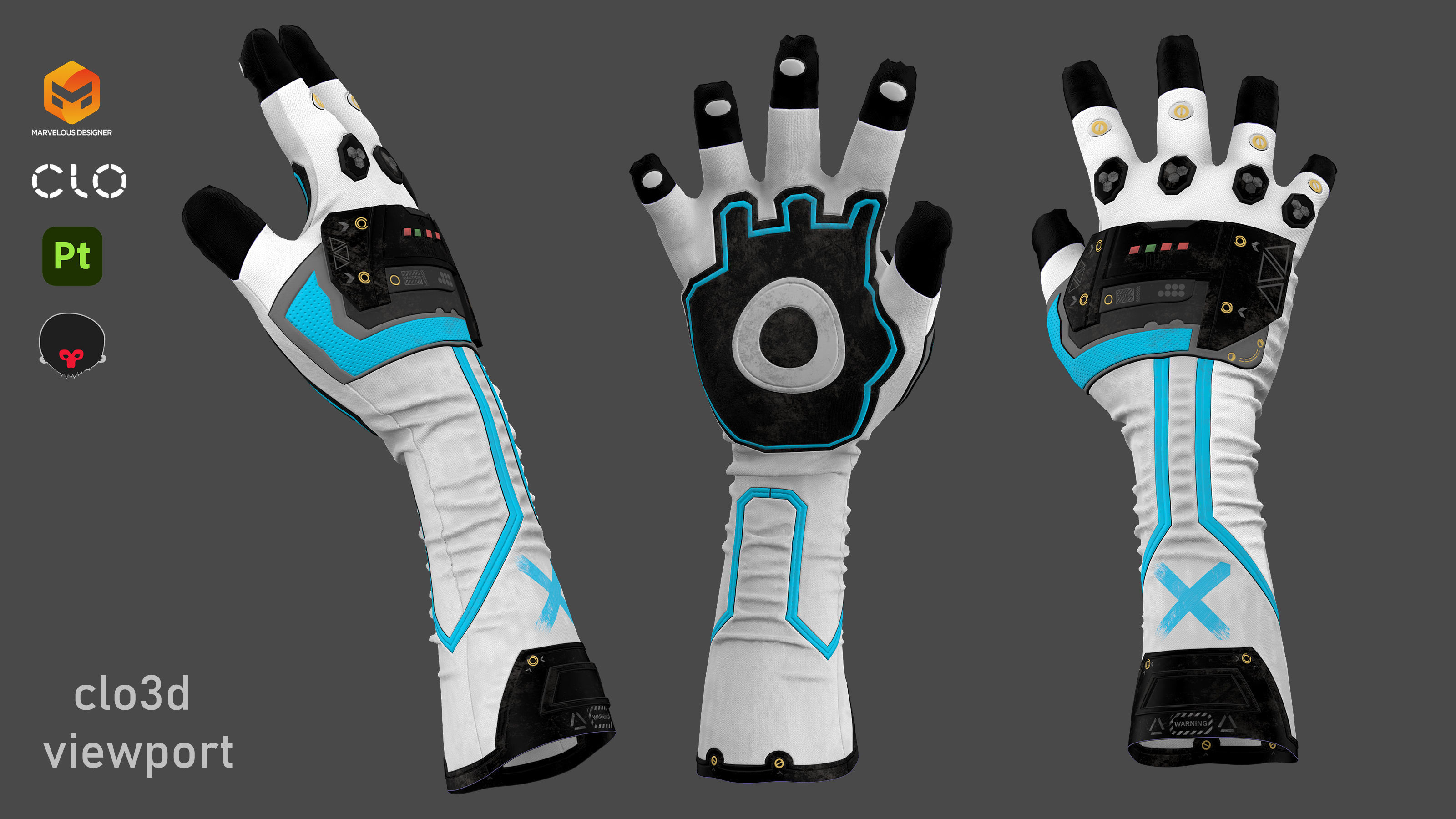 Tutorial Clo3d and MD Sci Fi gloves modeling and texturing 3D model | CGTrader