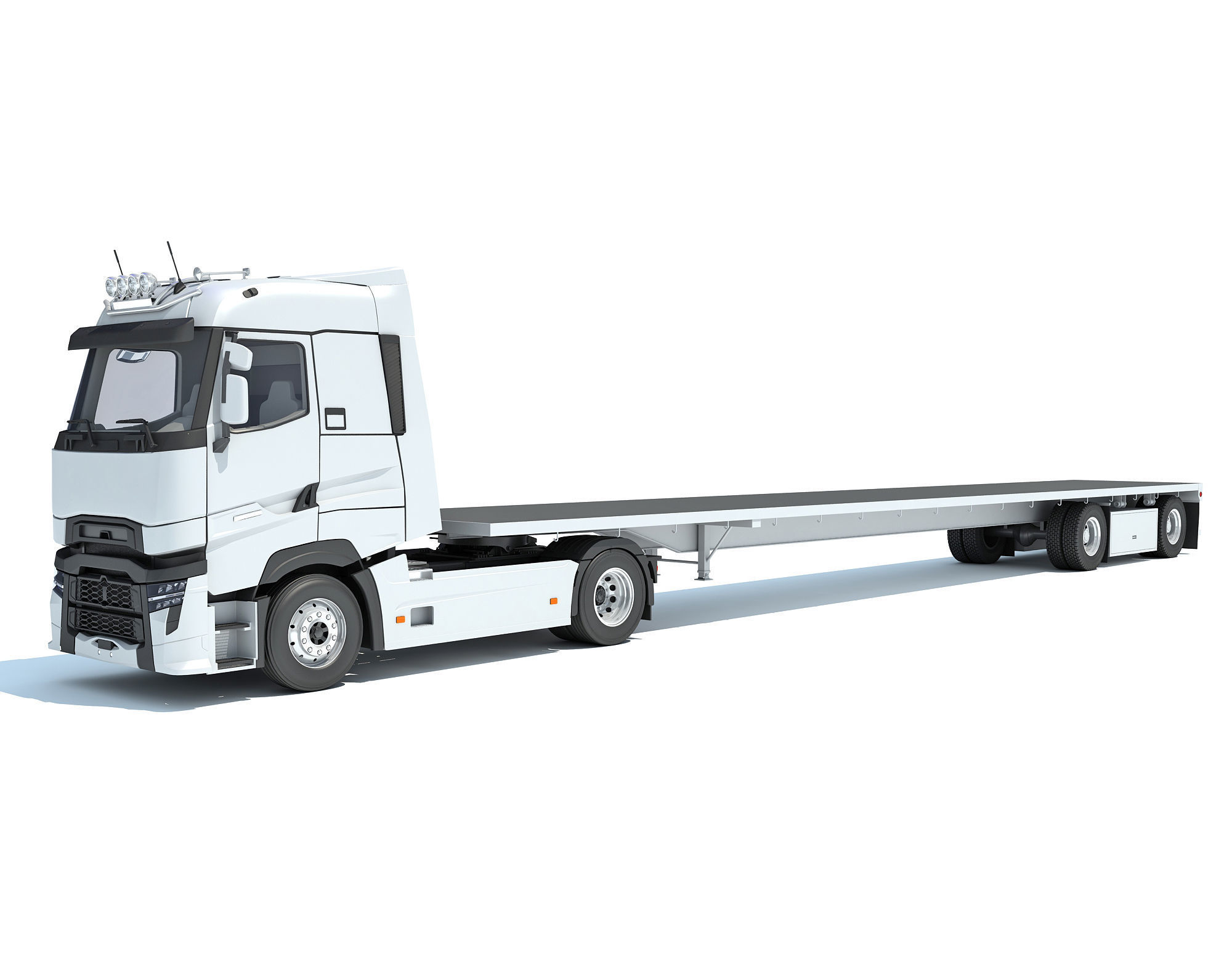 Truck with Flatbed Trailer 3D model | CGTrader