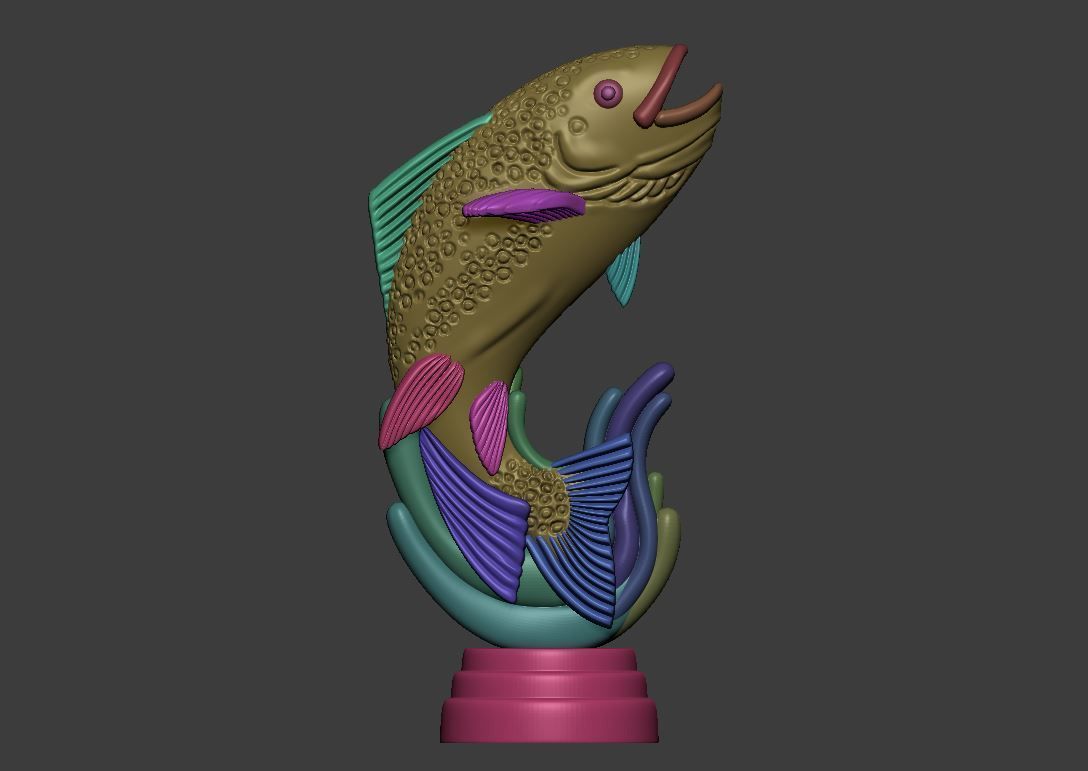 Trout Sculpture 3D model 3D printable | CGTrader