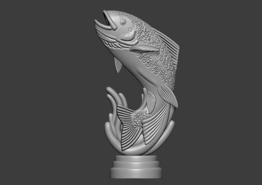 Trout Sculpture 3D model 3D printable | CGTrader