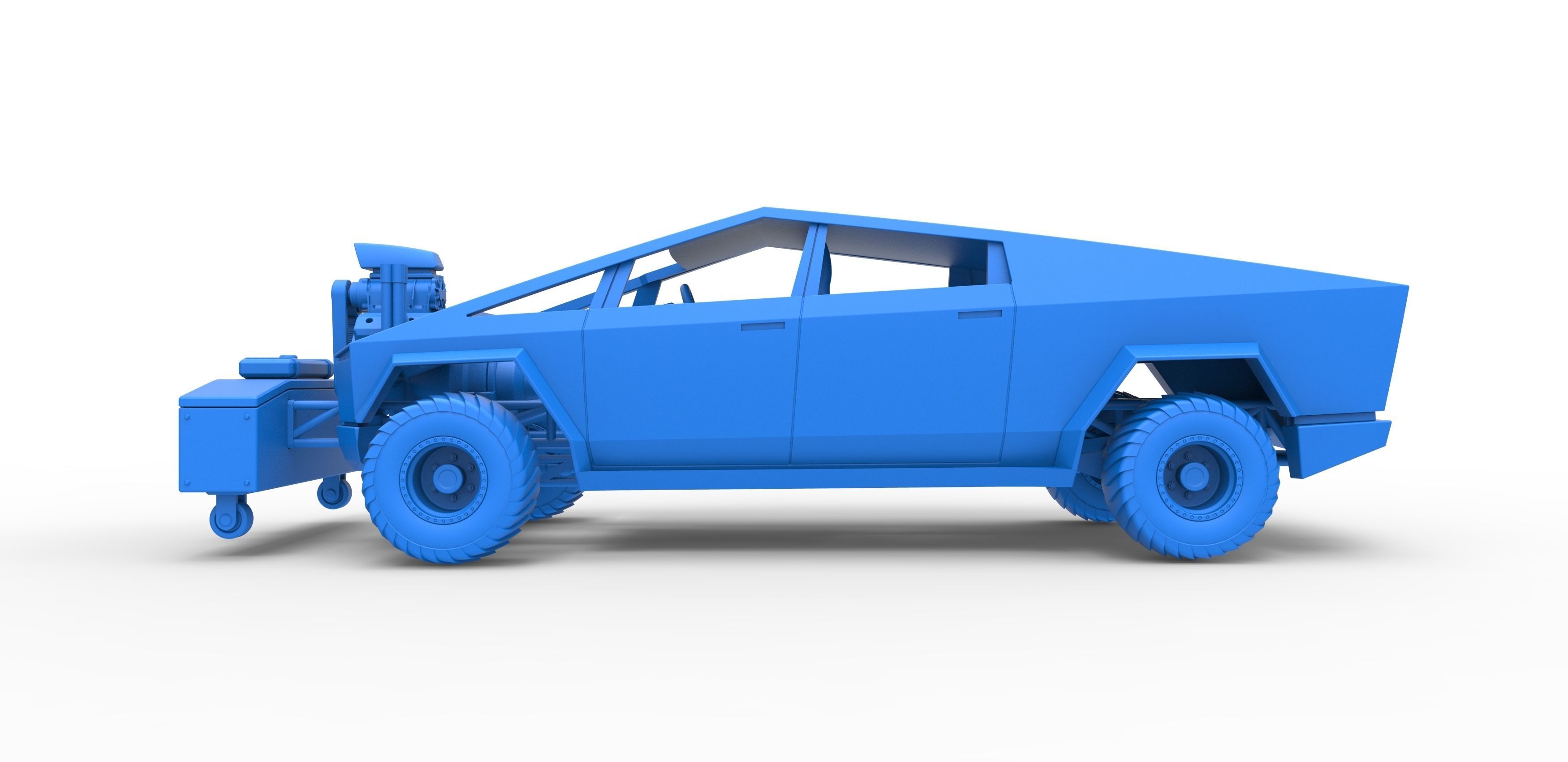 Tesla Cybertruck pulling truck 4wd Scale 1 to 25 3D model 3D printable ...