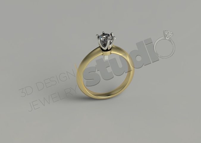 Luxury diamond solitaire ring 3D model 3D printable | CGTrader