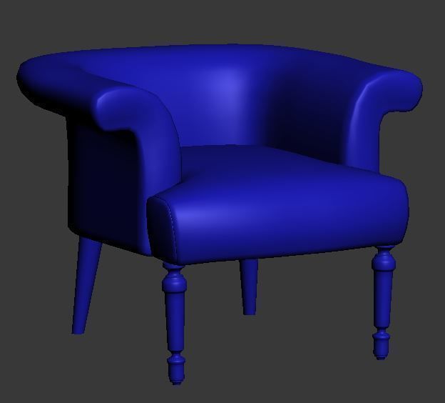 3D model Armchair neoclassical red leather and gold legs VR / AR / low ...