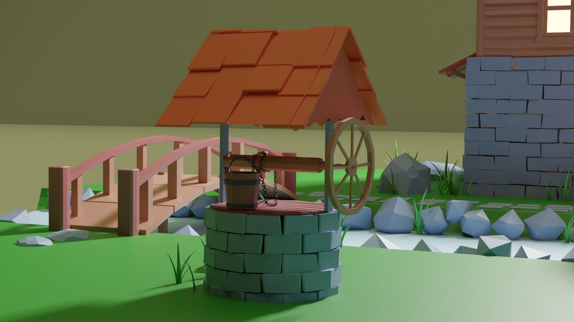 3D model Watermill House Low Poly - Wood Farm mill VR / AR / low-poly ...