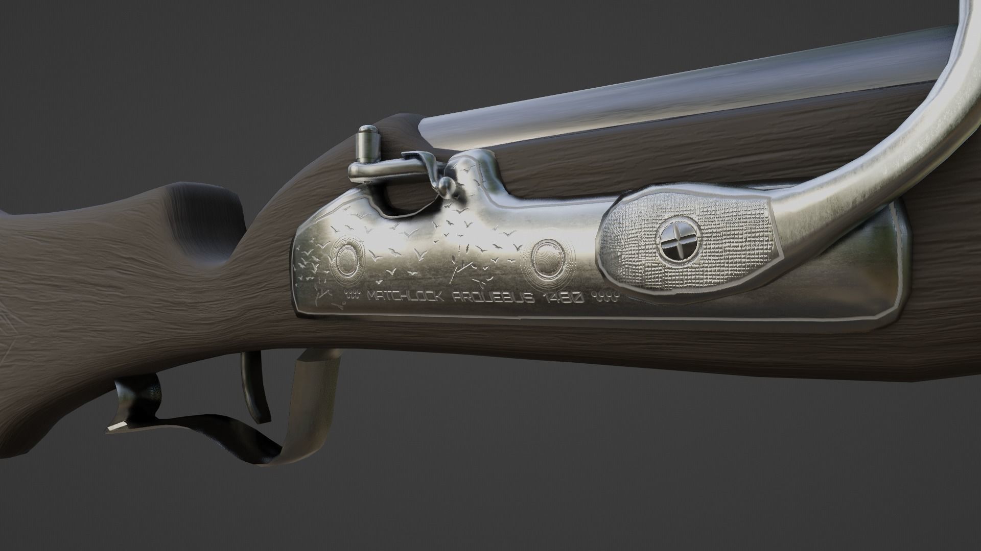 3D model 1480 Matchlock Arquebus Long Rifle VR / AR / low-poly | CGTrader