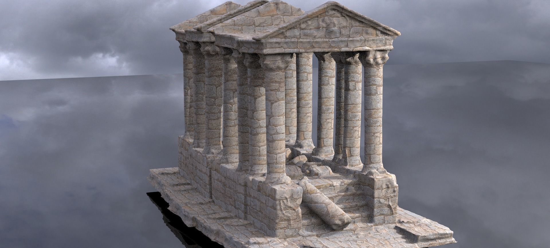 Stylised ancient stone low res Greek ruin Tall 3D model | CGTrader