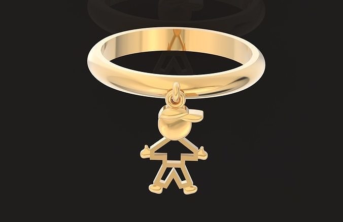 female cute engagement ring with boy pendant 525 3D model 3D printable ...