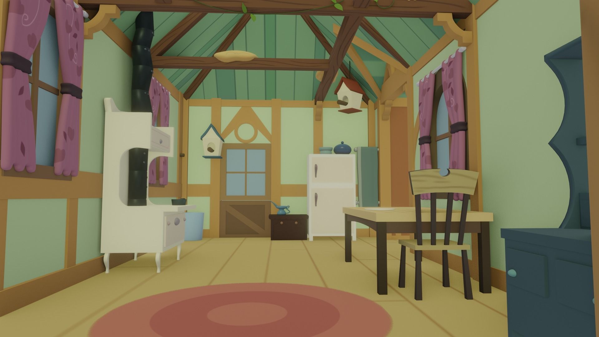 Fluttershy Cottage Inside 3D model rigged | CGTrader
