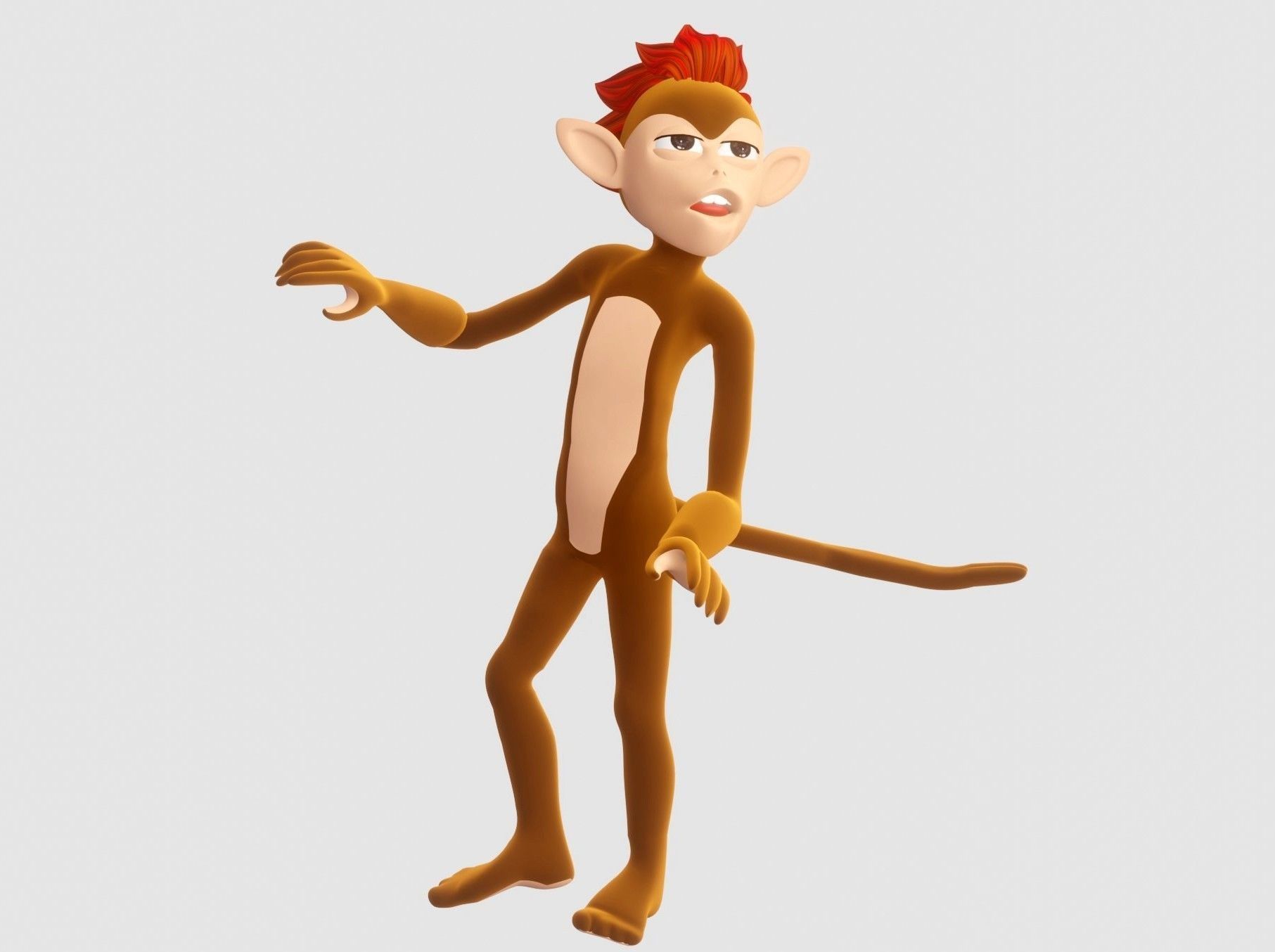 Monkey cartoon with hair free 3D model | CGTrader