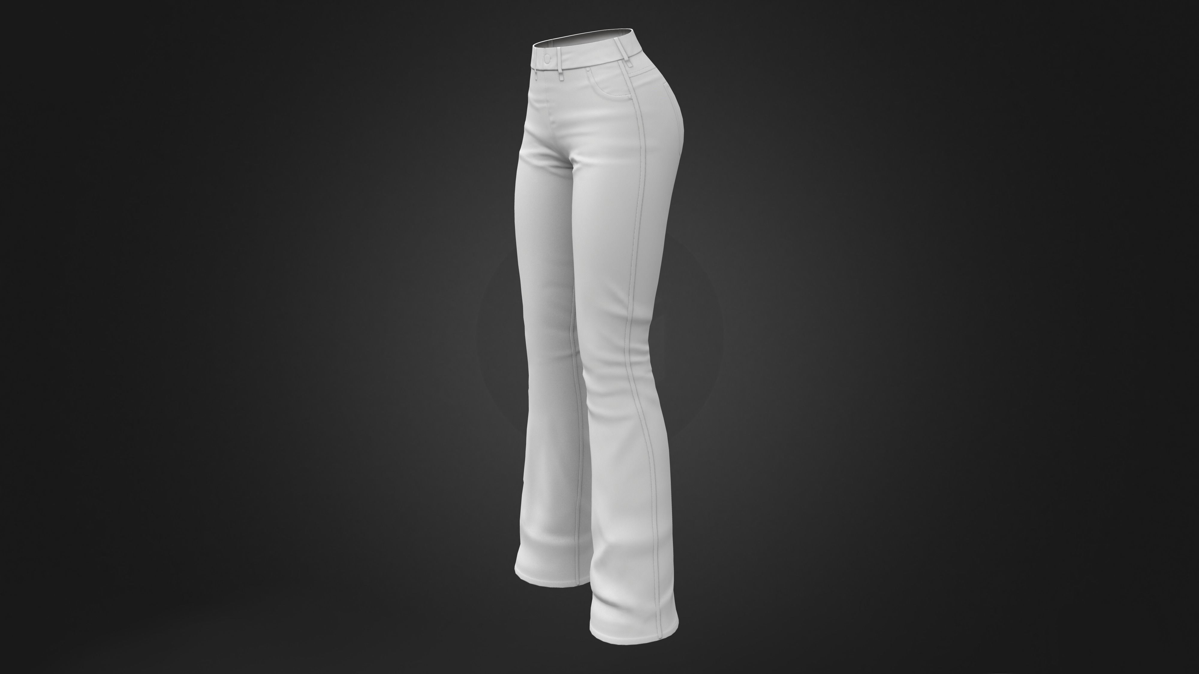 3D model Ladies Wide Legs Trousers Jeans Pants VR / AR / low-poly ...