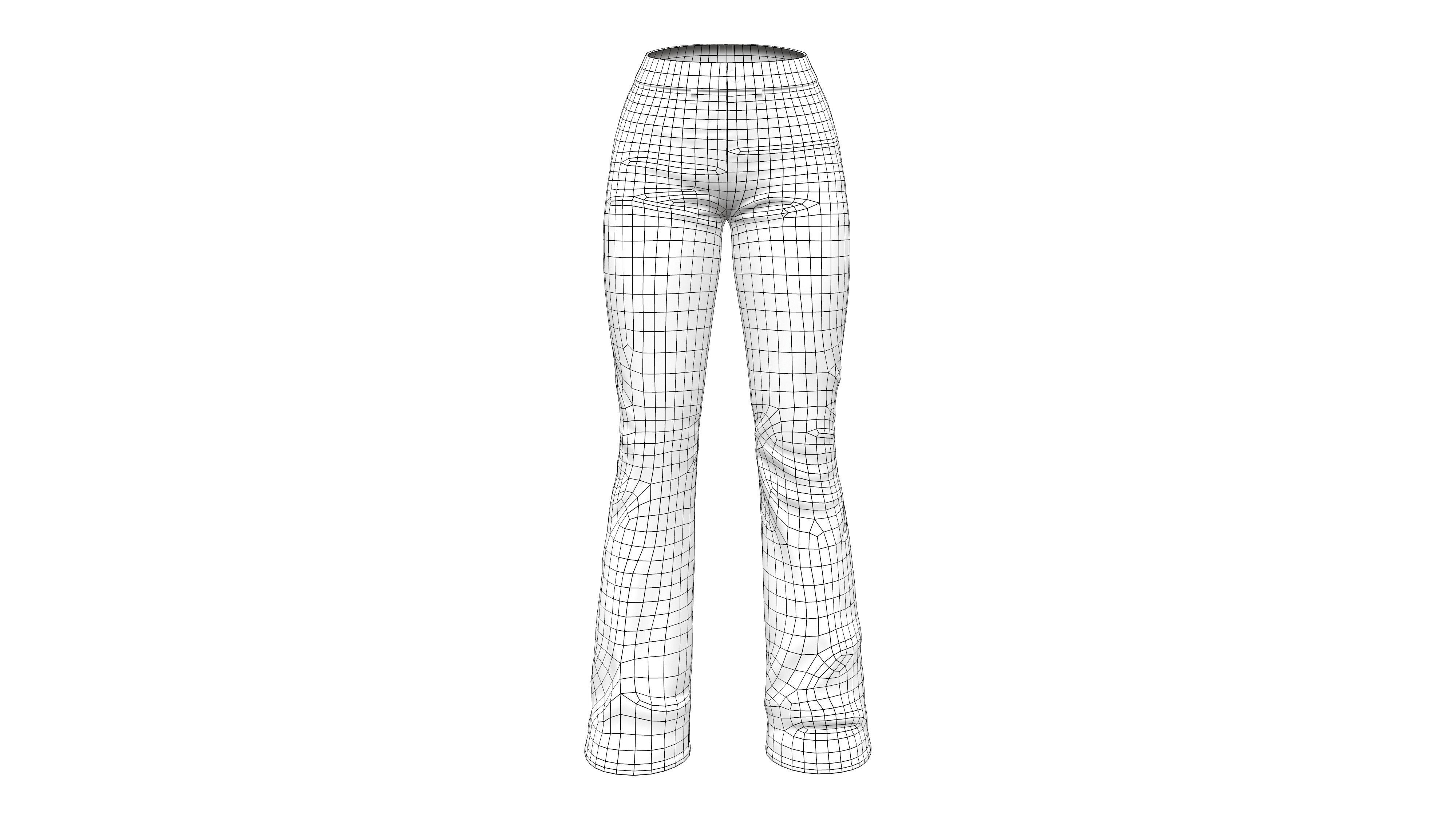 3D model Ladies Wide Legs Trousers Jeans Pants VR / AR / low-poly ...