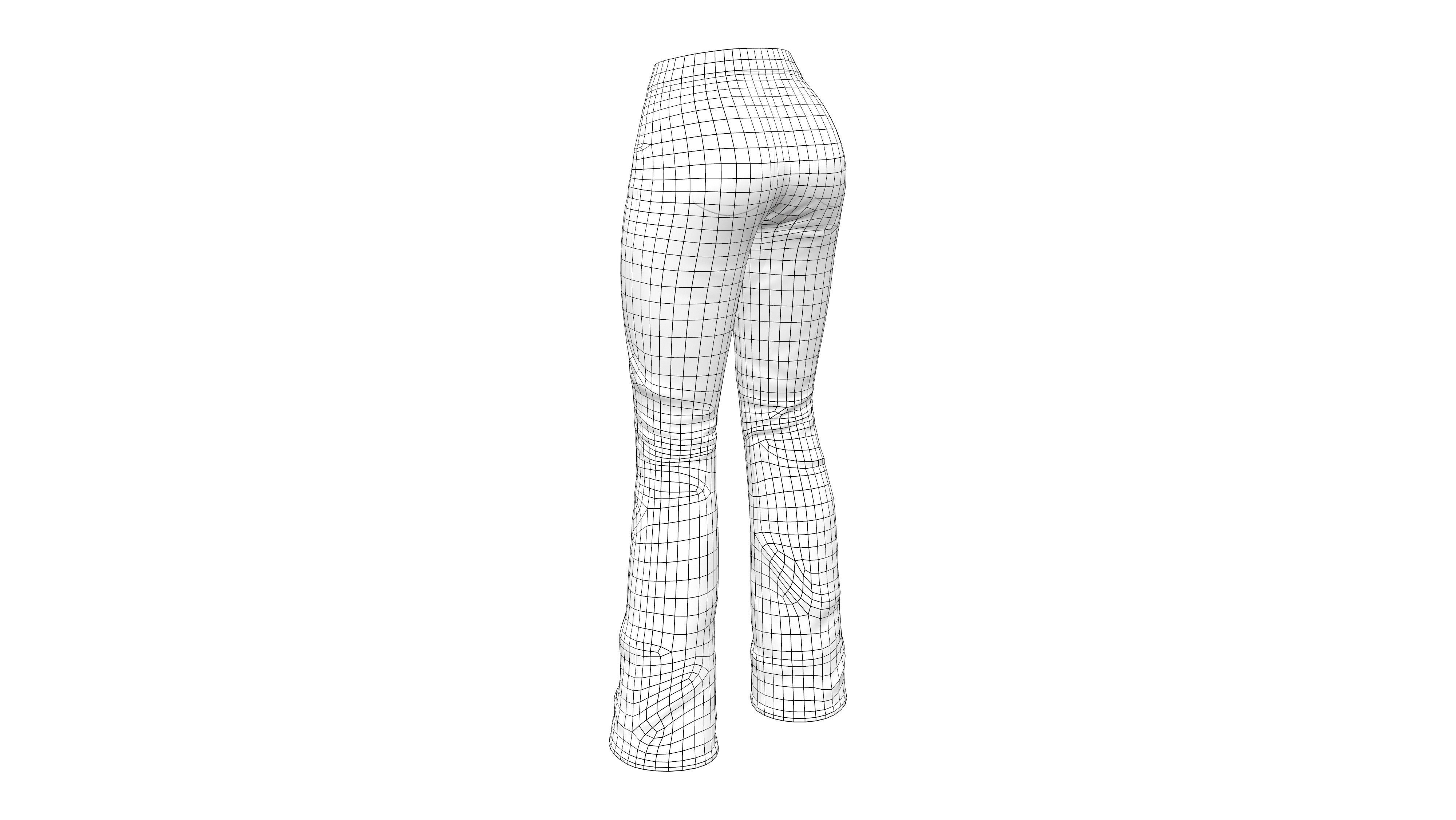 3D model Ladies Wide Legs Trousers Jeans Pants VR / AR / low-poly ...