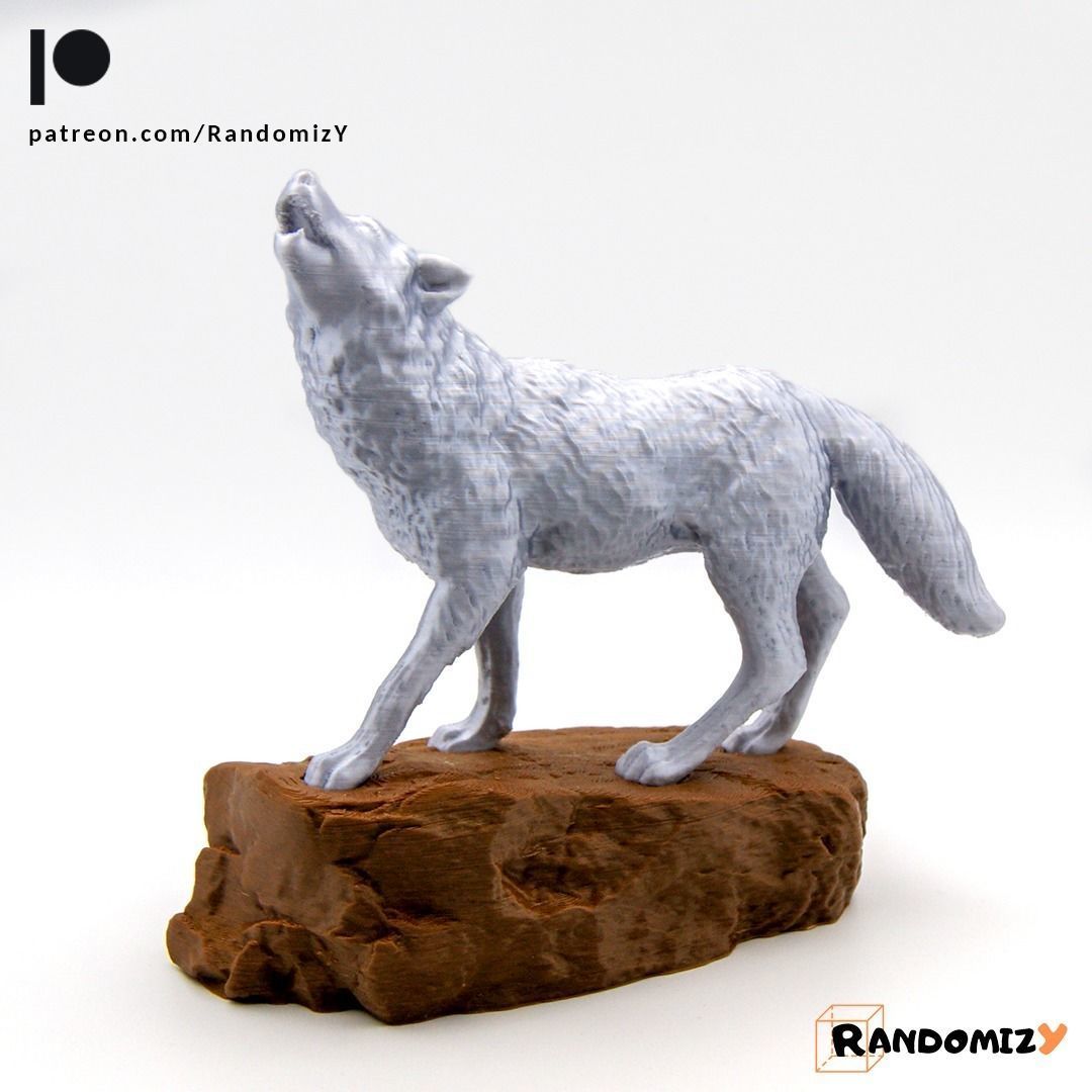 Howling Wolf 3D model 3D printable | CGTrader
