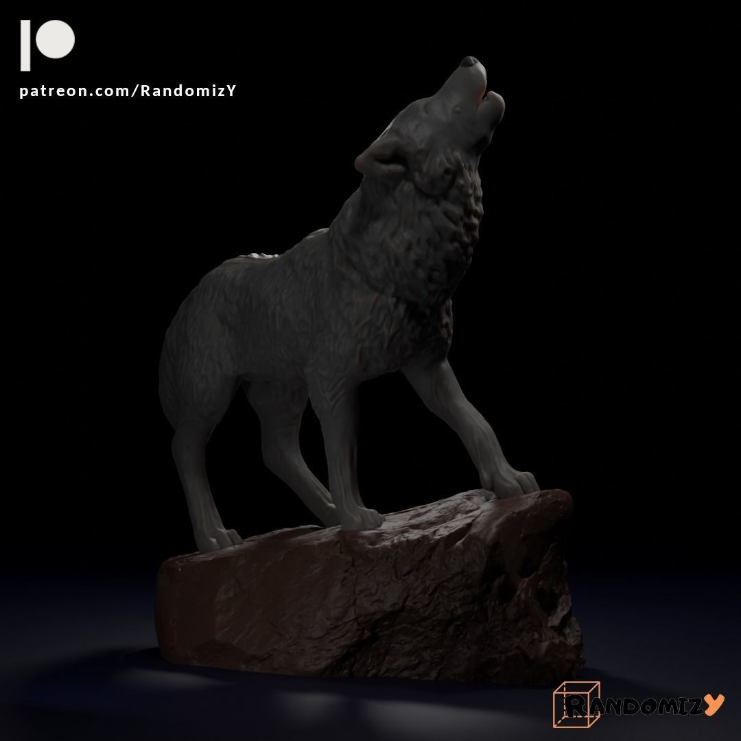 Howling Wolf 3D model 3D printable | CGTrader