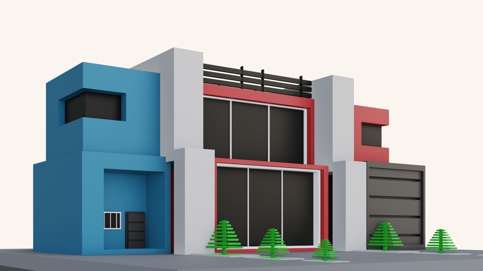 3D model Low Poly Modern House Pack - 20 VR / AR / low-poly | CGTrader