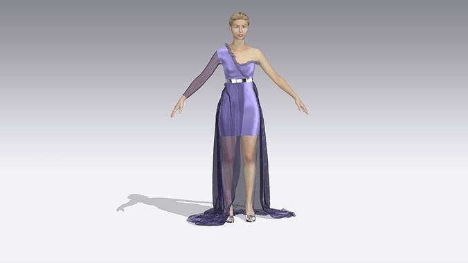 ONE SHOULDER AND HEART SHAPE HIGH RISE DRESS 3D model | CGTrader
