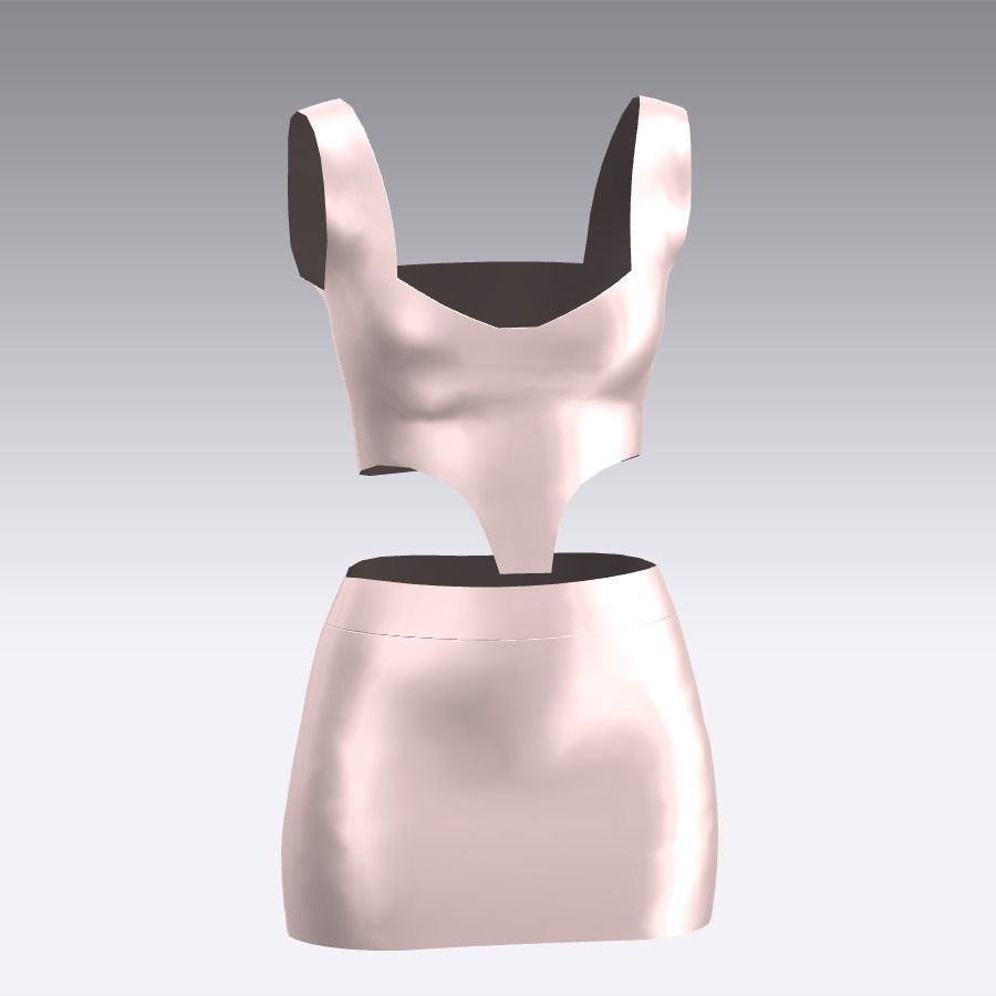 TWO PIECES SKIRT AND BLOUSE 3D model | CGTrader