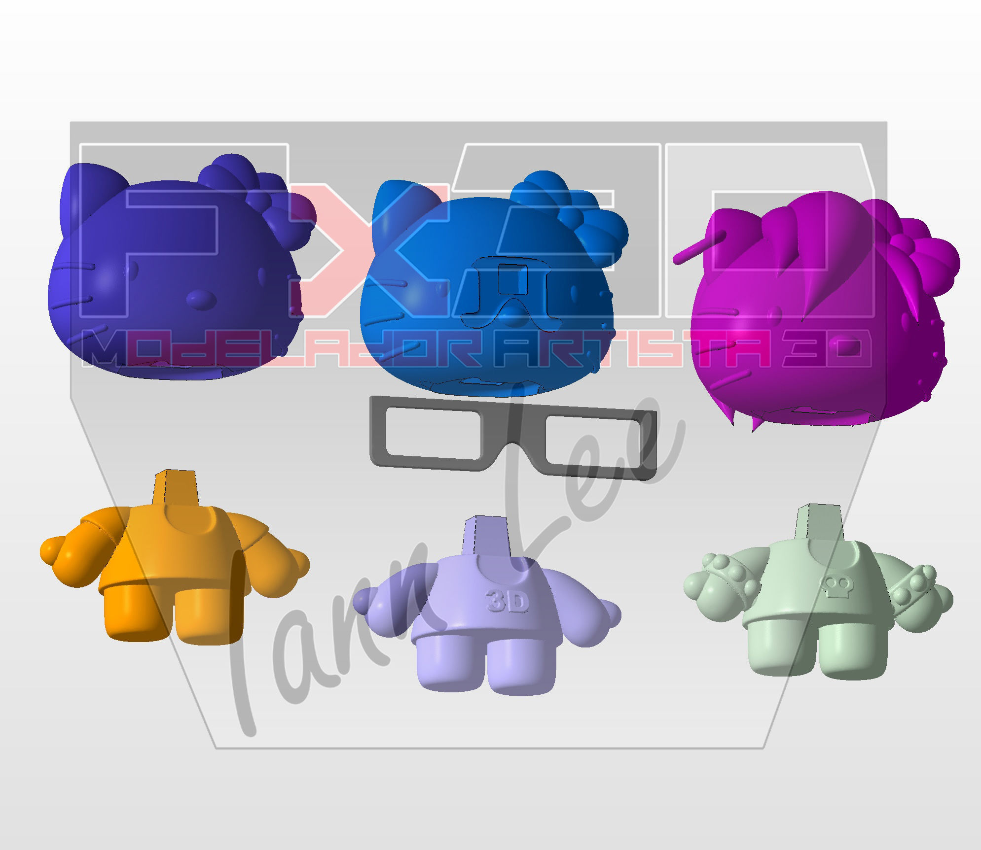 Hello Kitty x 3 Clasica 3D y Moderna STL 3D model 3D printable | CGTrader