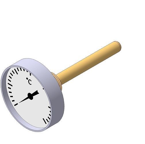 Thermometer d63 mm in a sleeve L80 mm 3D model | CGTrader
