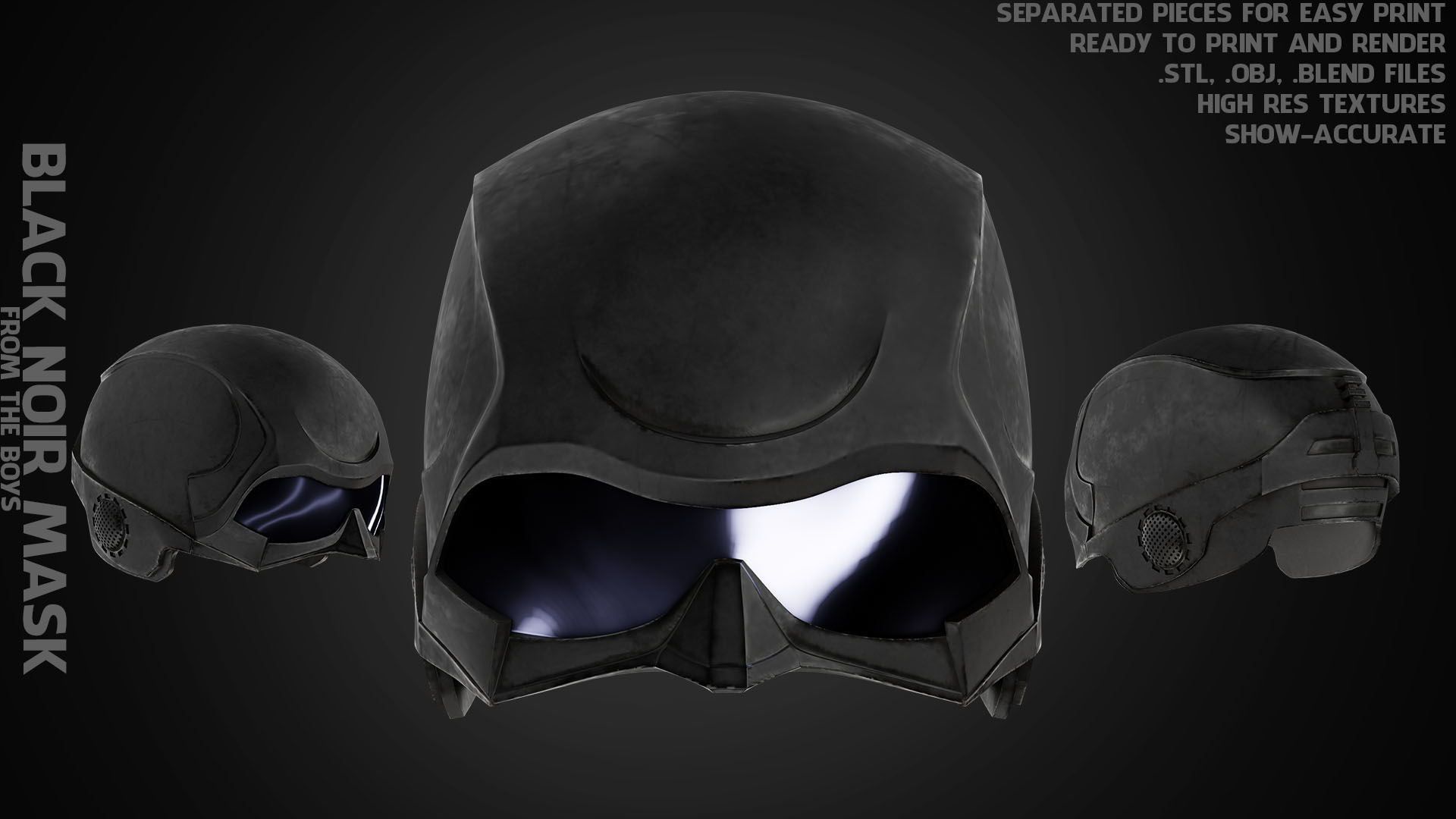 The Boys Black Noir Mask for Cosplay 3D model 3D printable | CGTrader