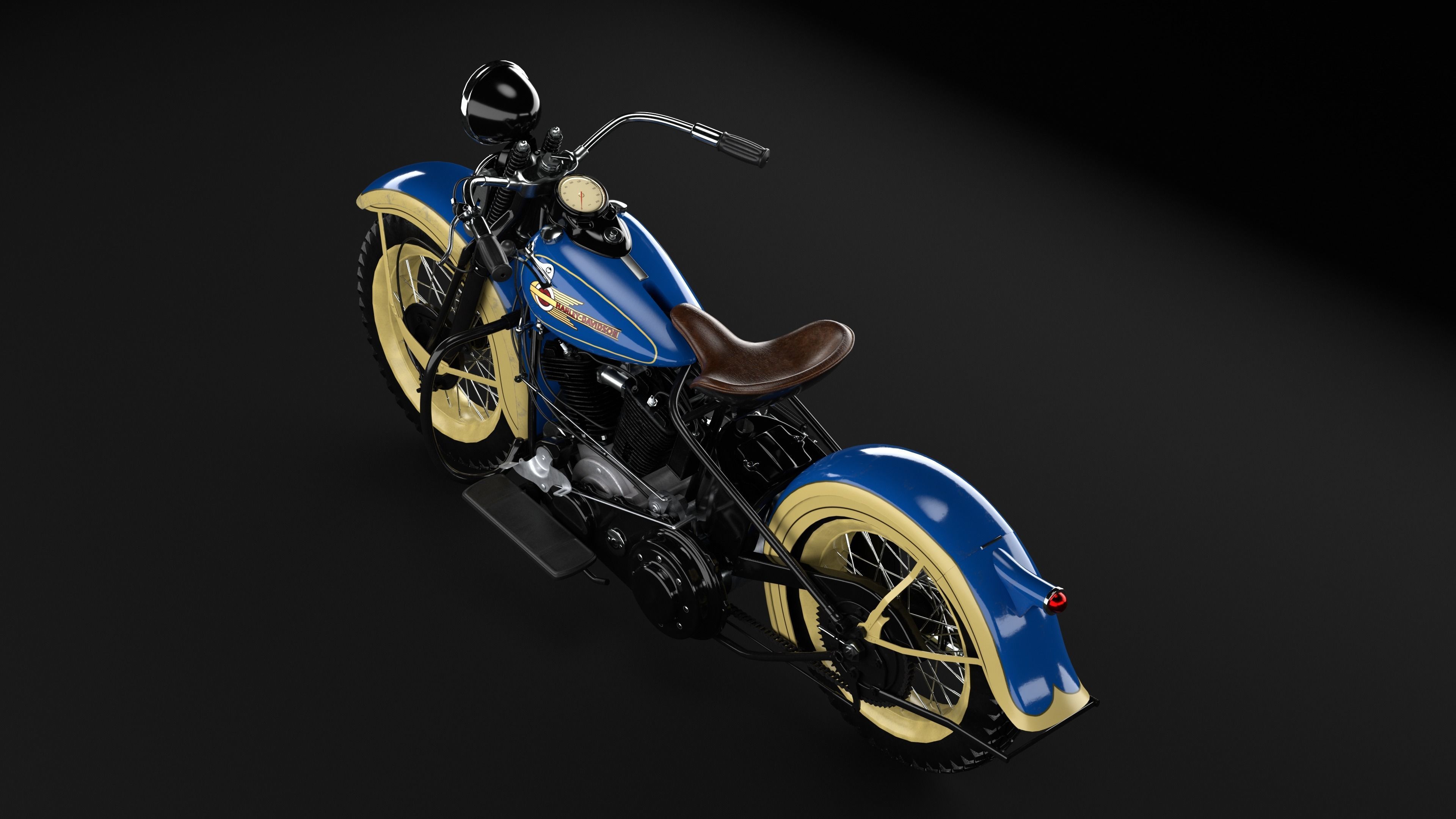 3D model Harley Davidson Knucklehead EL 1936 Motorcycle VR / AR / low ...