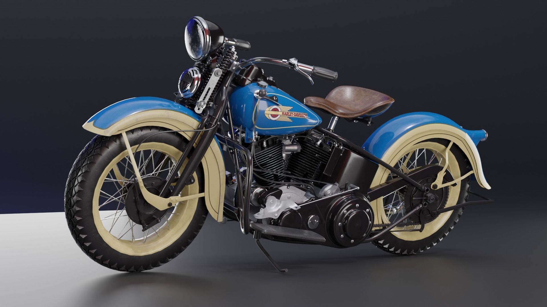 3D model Harley Davidson Knucklehead EL 1936 Motorcycle VR / AR / low ...