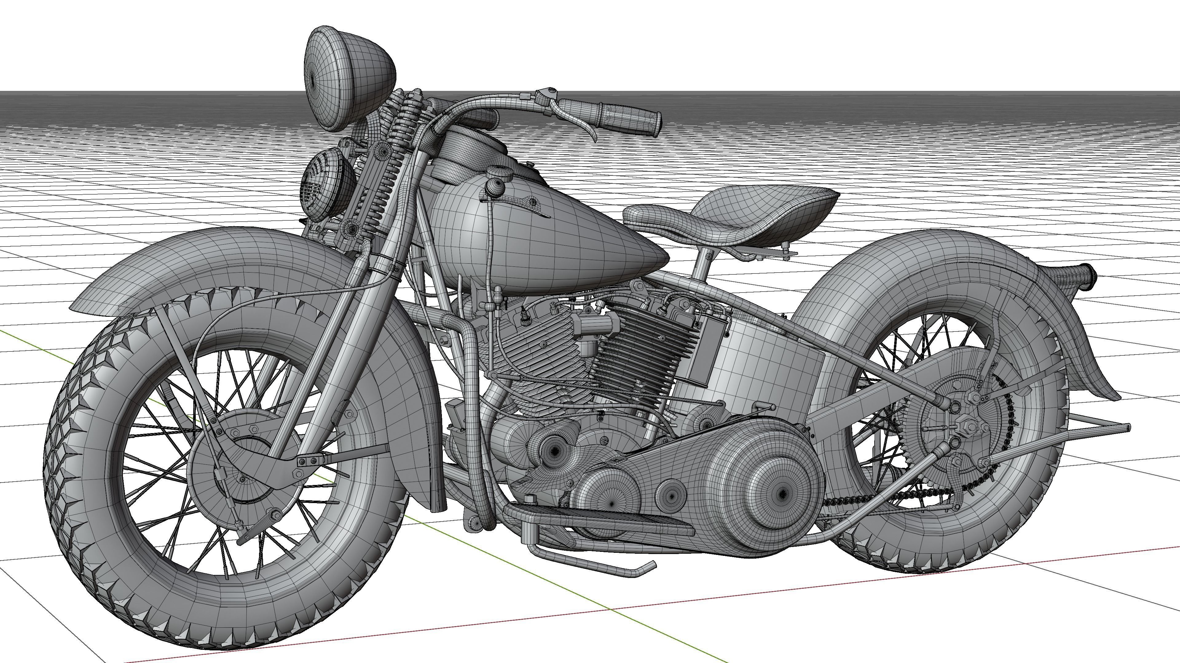 3D model Harley Davidson Knucklehead EL 1936 Motorcycle VR / AR / low ...