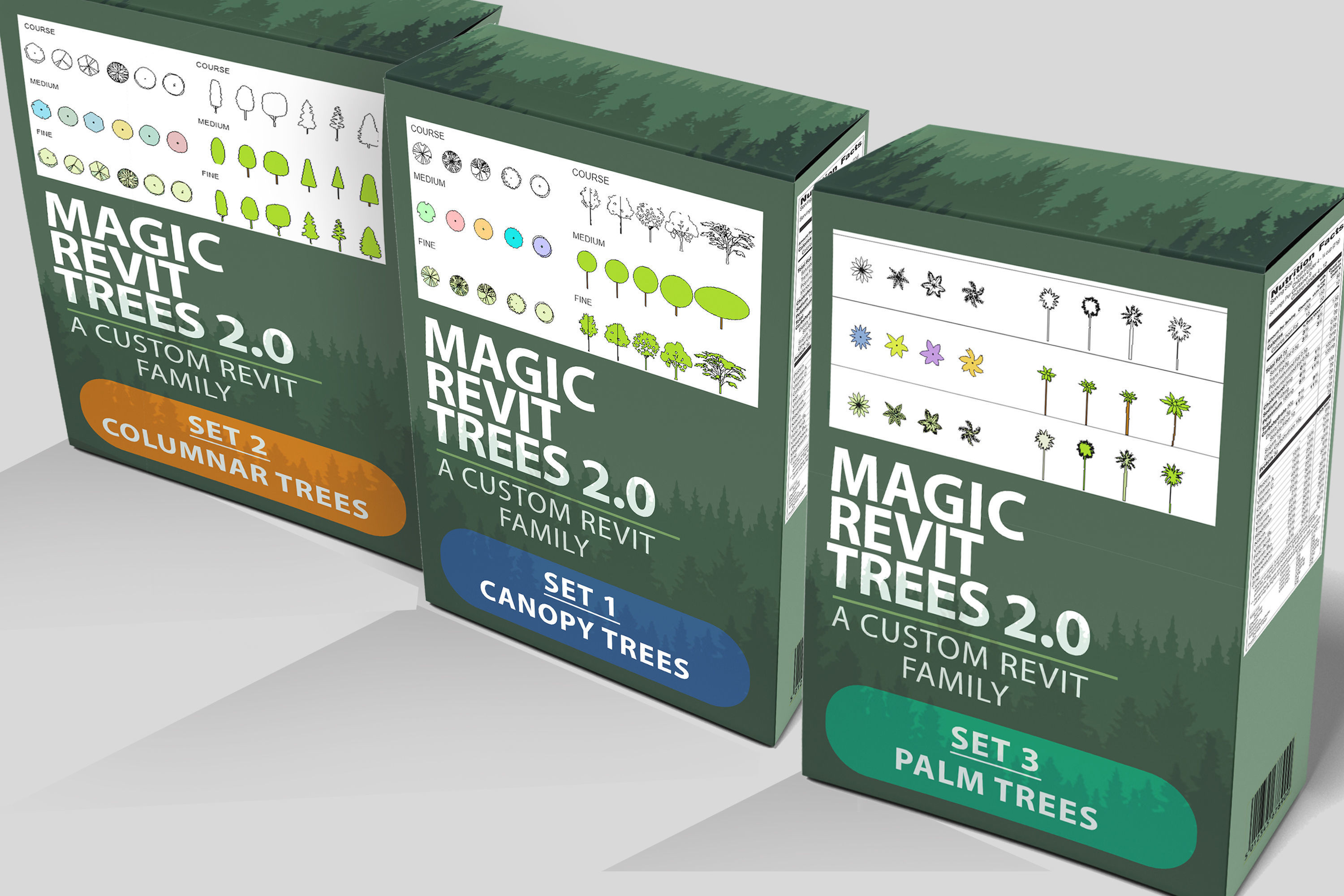 SETS - OPTIMIZED VERSION of MAGIC REVIT TREES - Complete Set 3D model ...