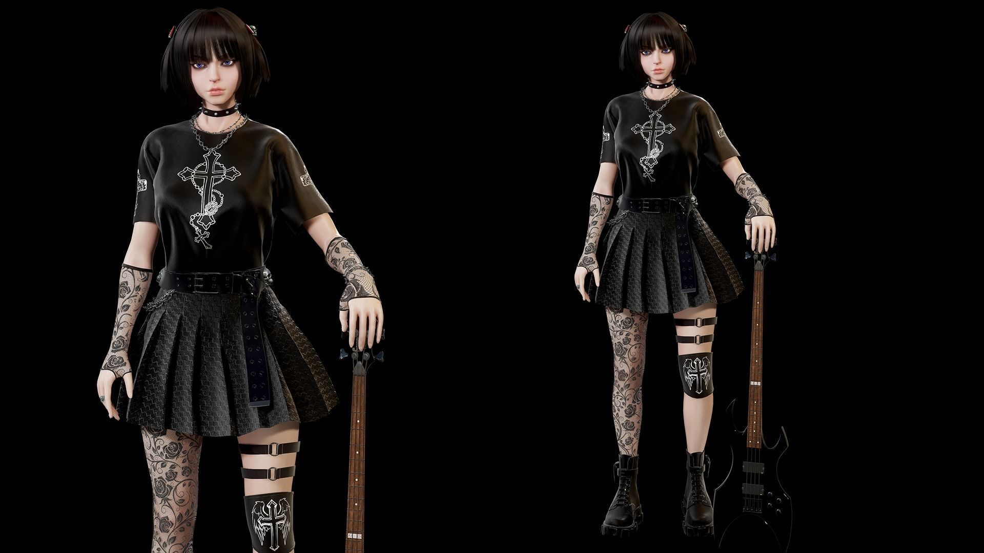 3D model Rocker Girl Hanna VR / AR / low-poly | CGTrader