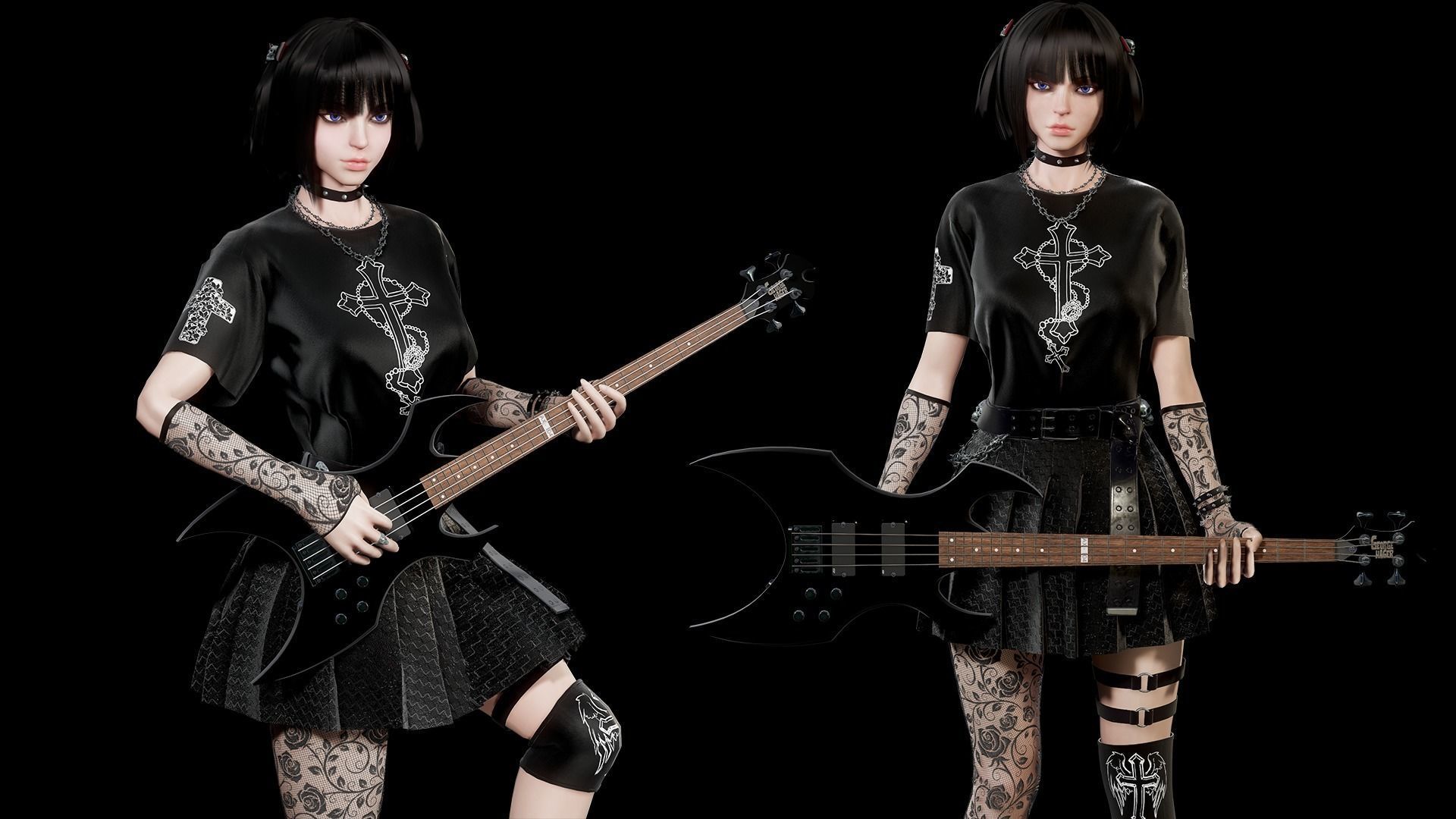 3D model Rocker Girl Hanna VR / AR / low-poly | CGTrader
