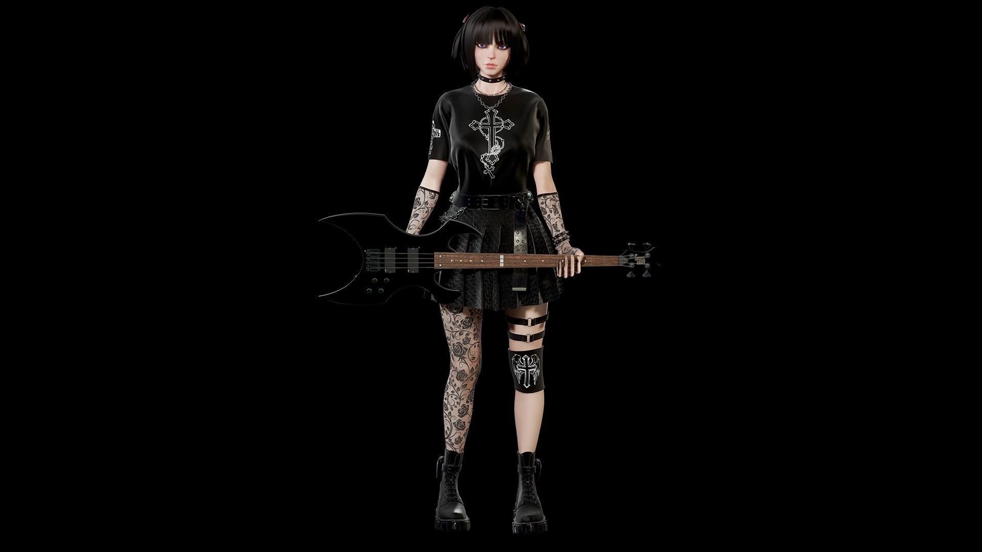 3D model Rocker Girl Hanna VR / AR / low-poly | CGTrader