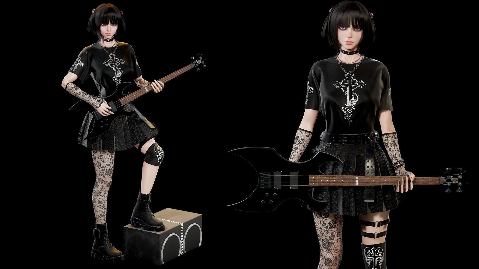3D model Rocker Girl Hanna VR / AR / low-poly | CGTrader