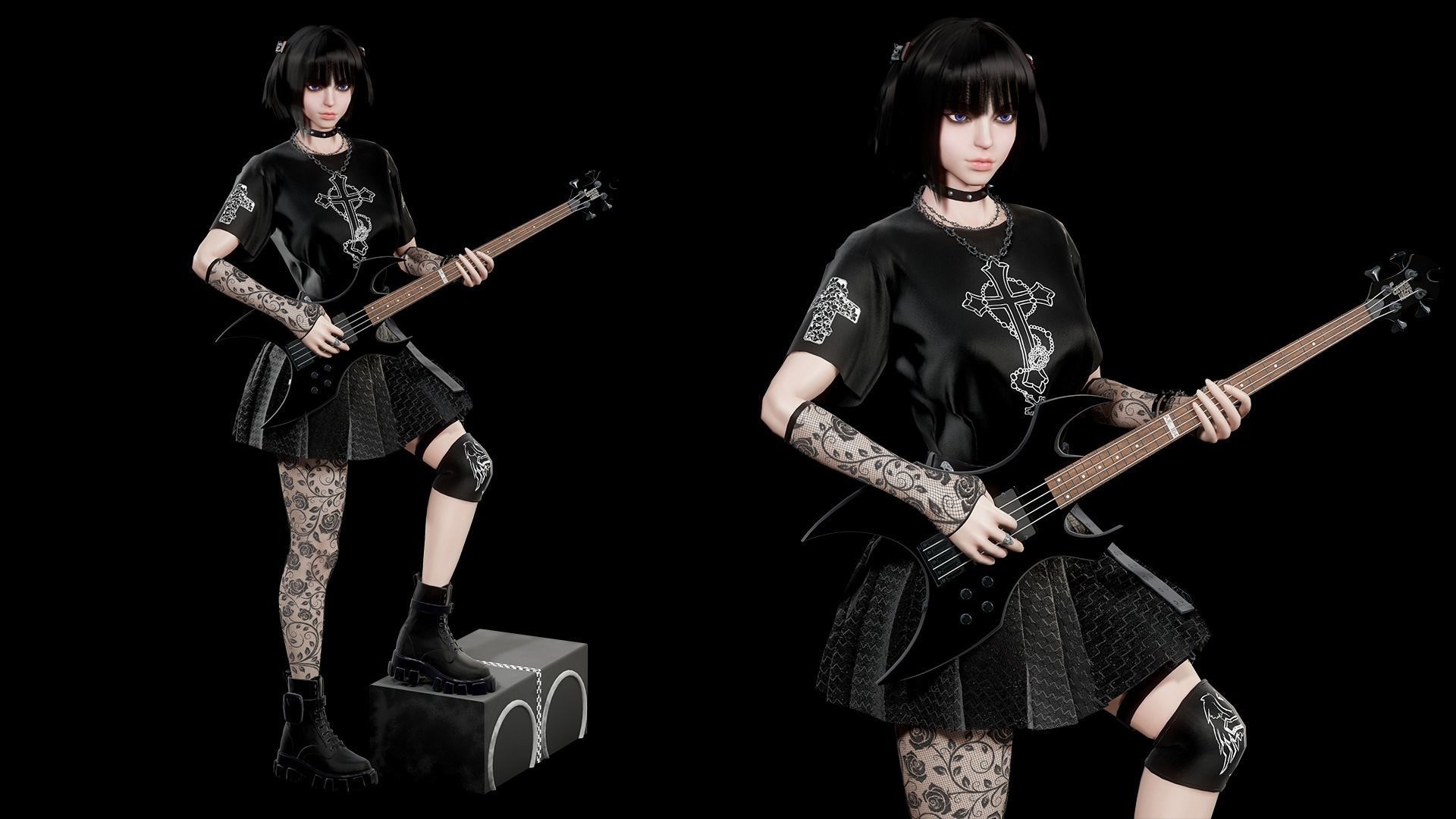 3D model Rocker Girl Hanna VR / AR / low-poly | CGTrader