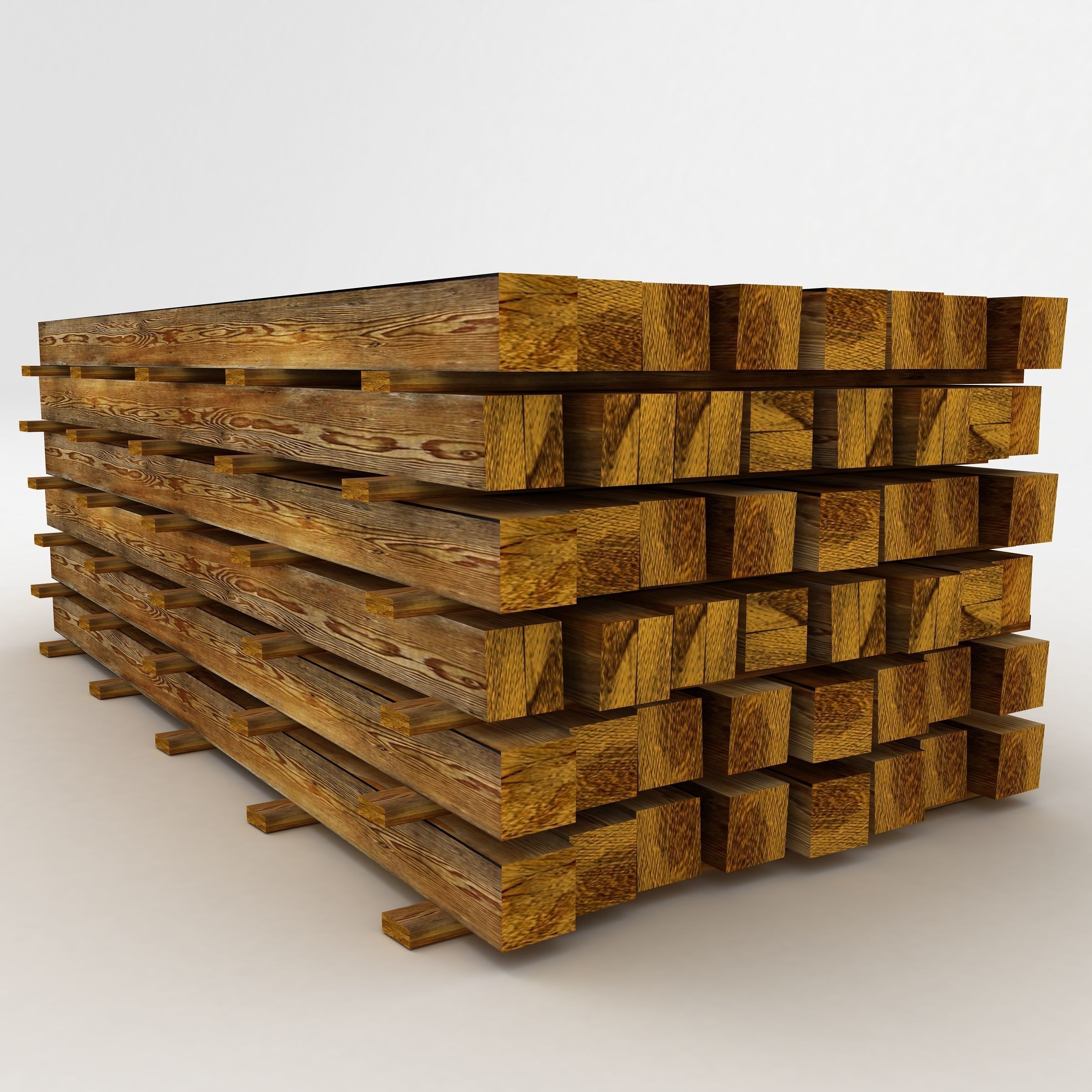 Wooden Bar Stack 3D model | CGTrader