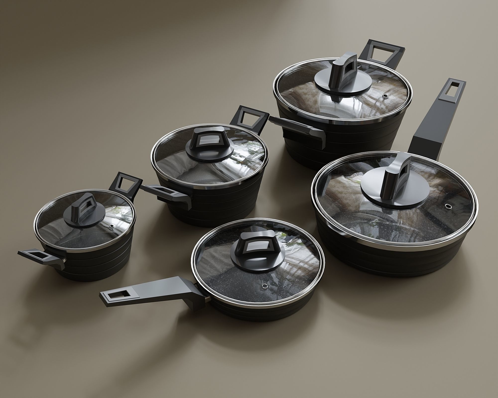 Kitchen set of pots and pans 3D model | CGTrader