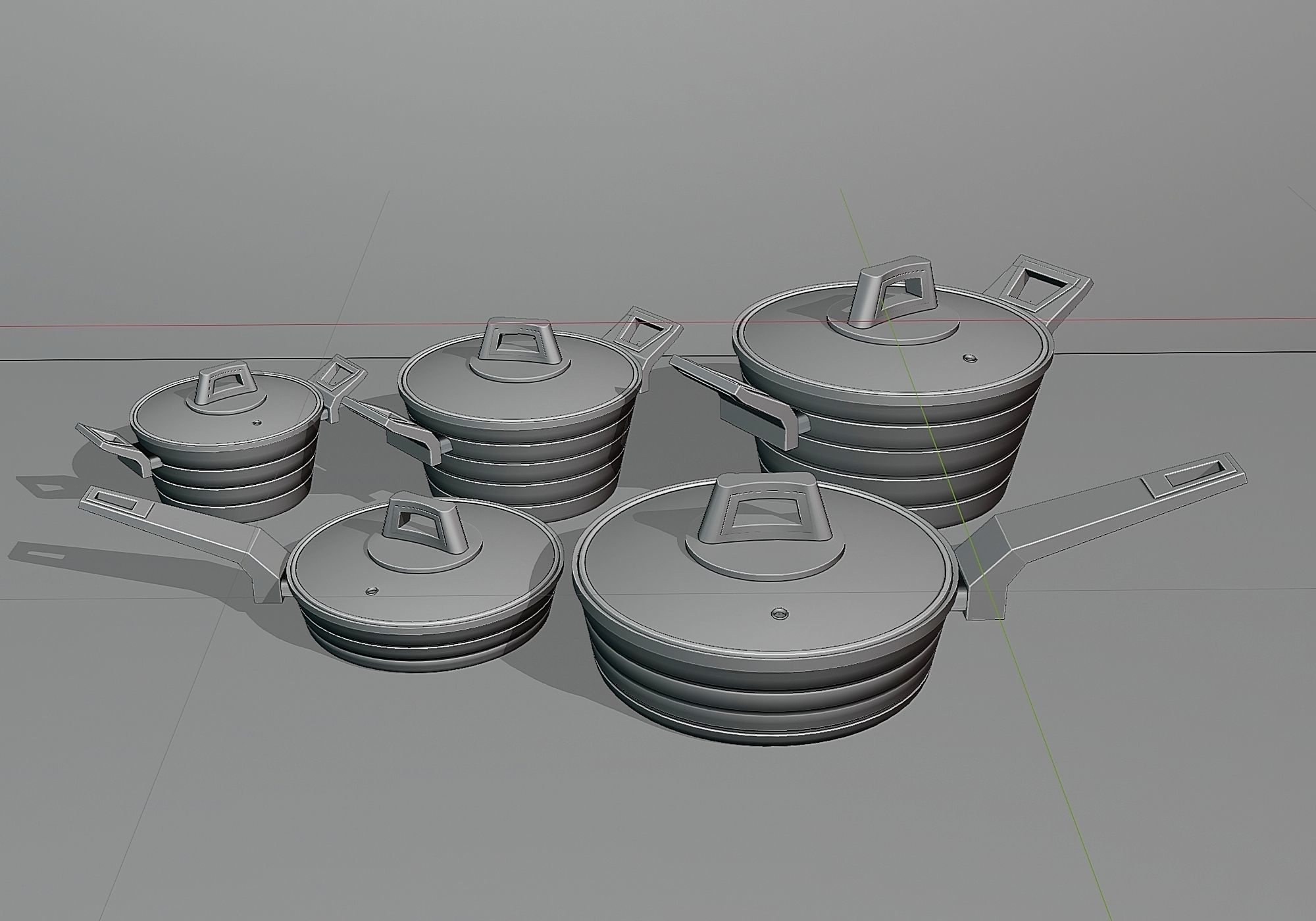 Kitchen set of pots and pans 3D model | CGTrader