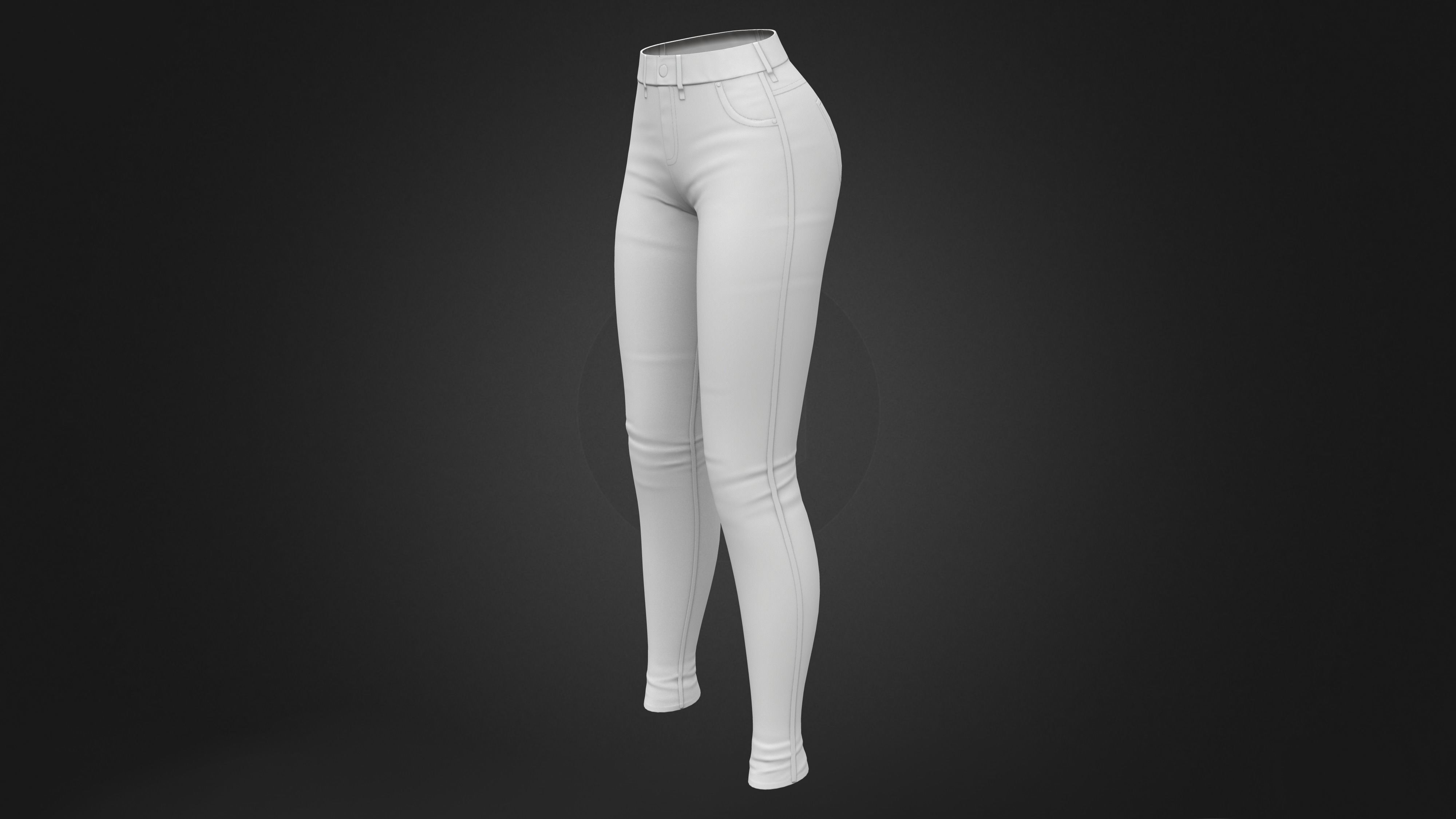 3D model Ladies Skinny Jeans Pants VR / AR / low-poly | CGTrader