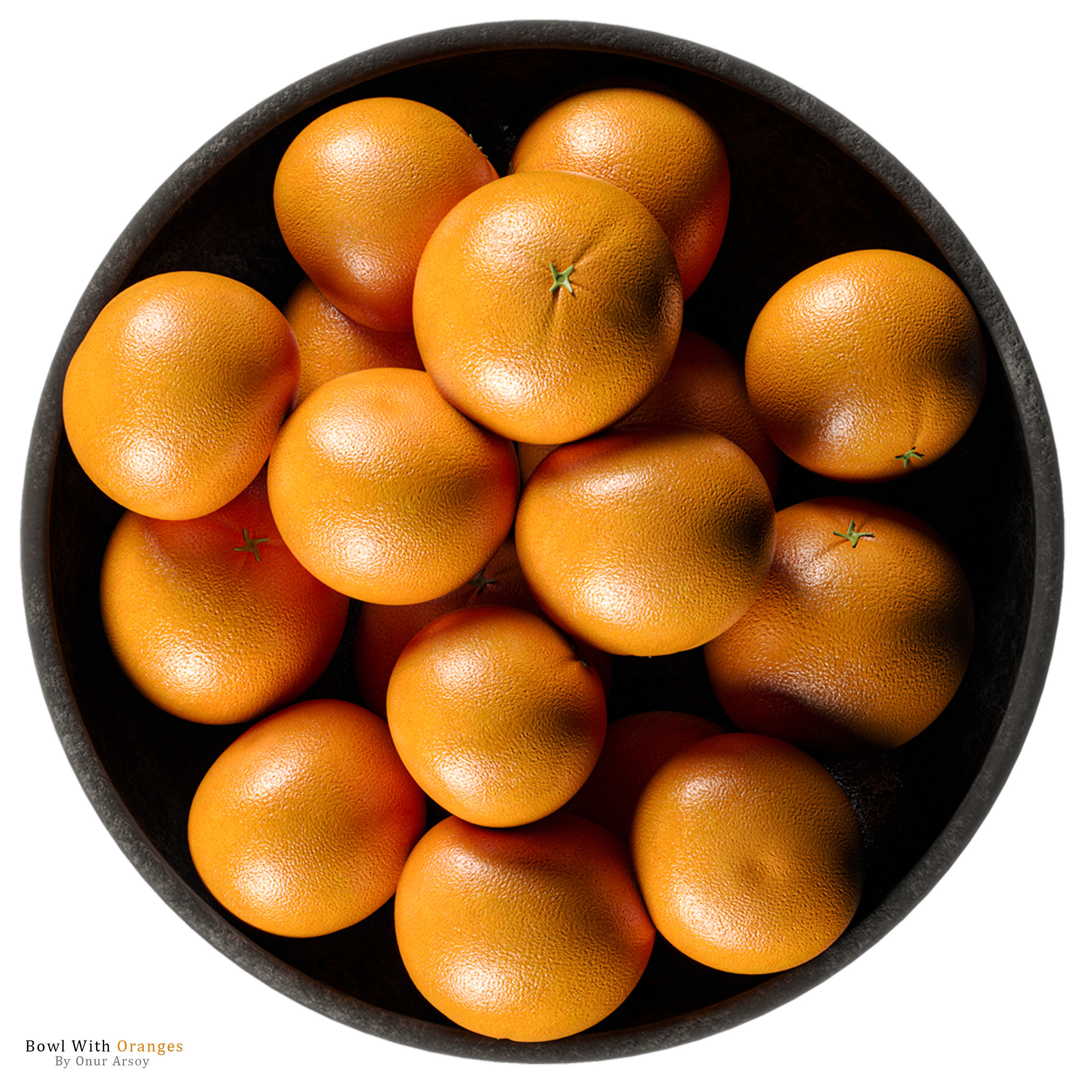 Riki Black Footed Bowl with Oranges 3D model | CGTrader