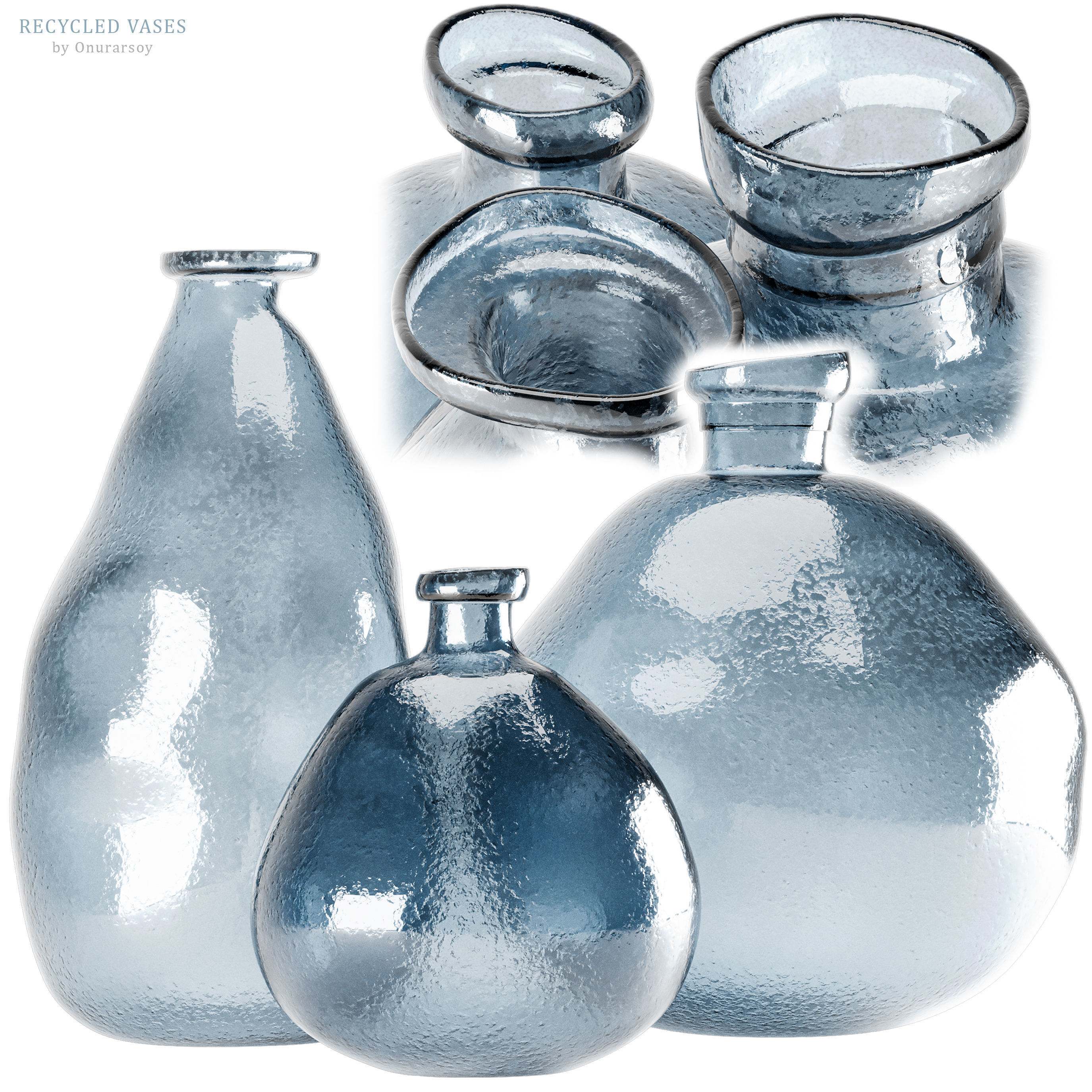 Zara Home Recycled Glass Vase Set 3D model | CGTrader