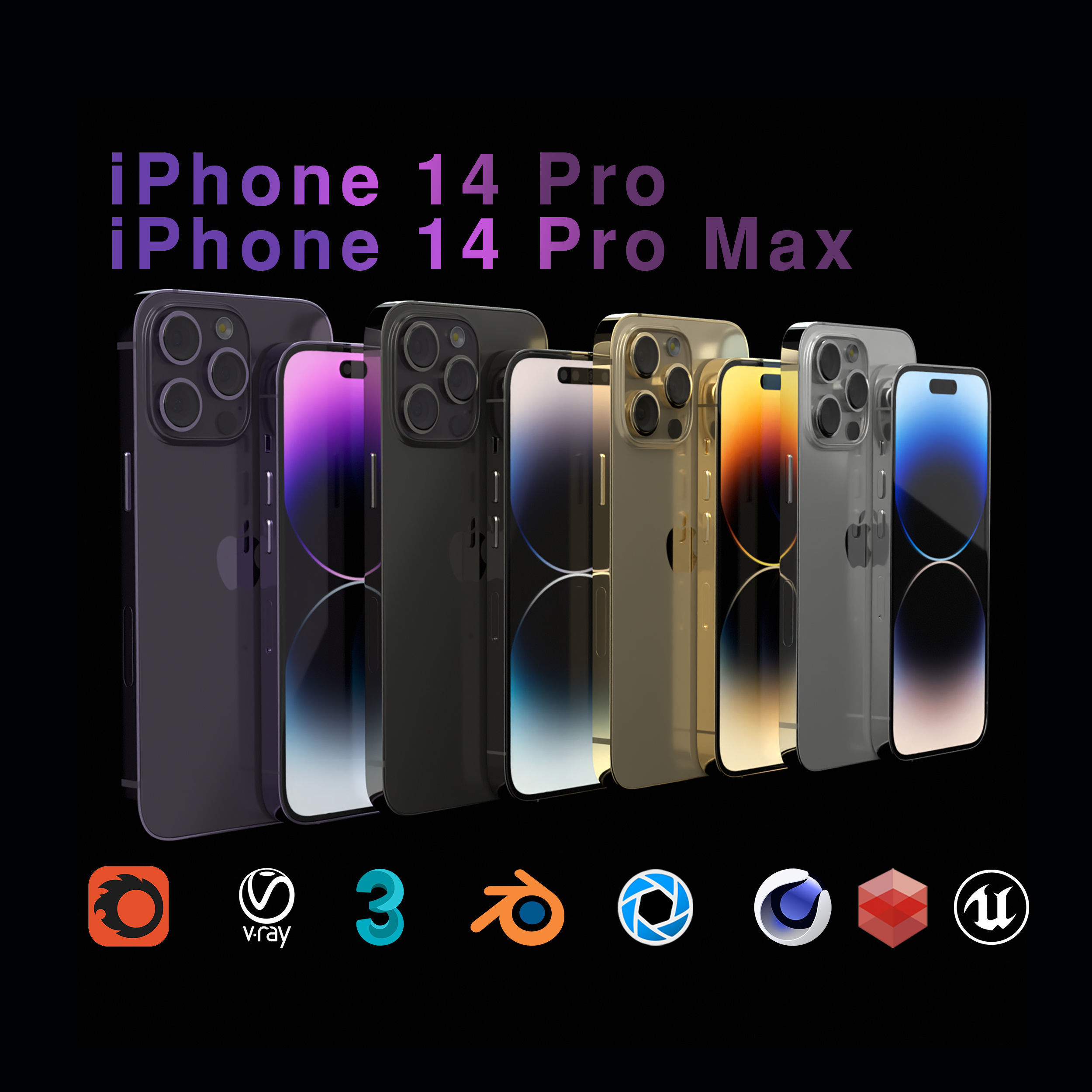 iPhone 14 Pro and iPhone 14 Pro Max 3D model | CGTrader