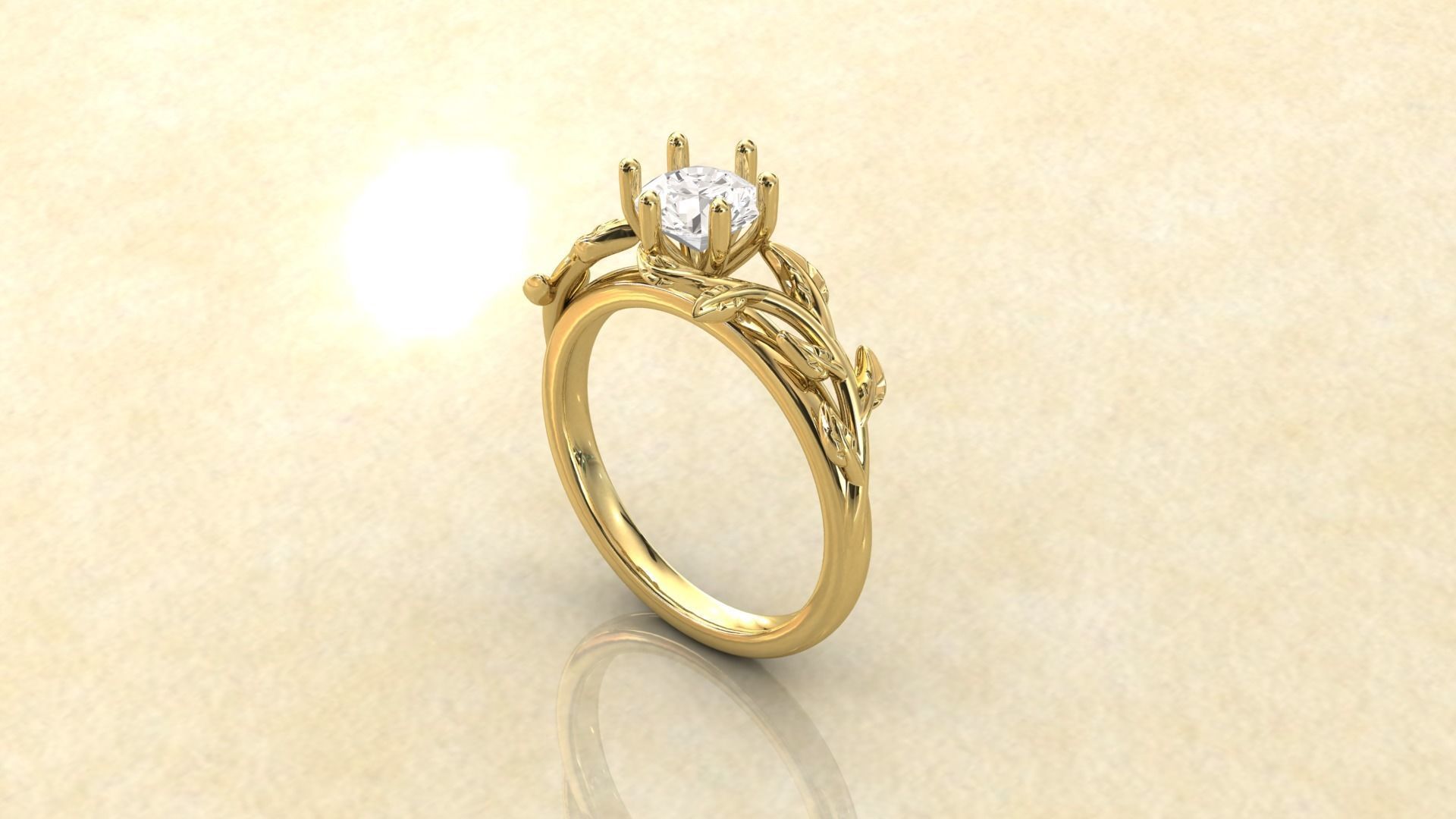 Leaf Vines Engagement Ring 3D model 3D printable | CGTrader