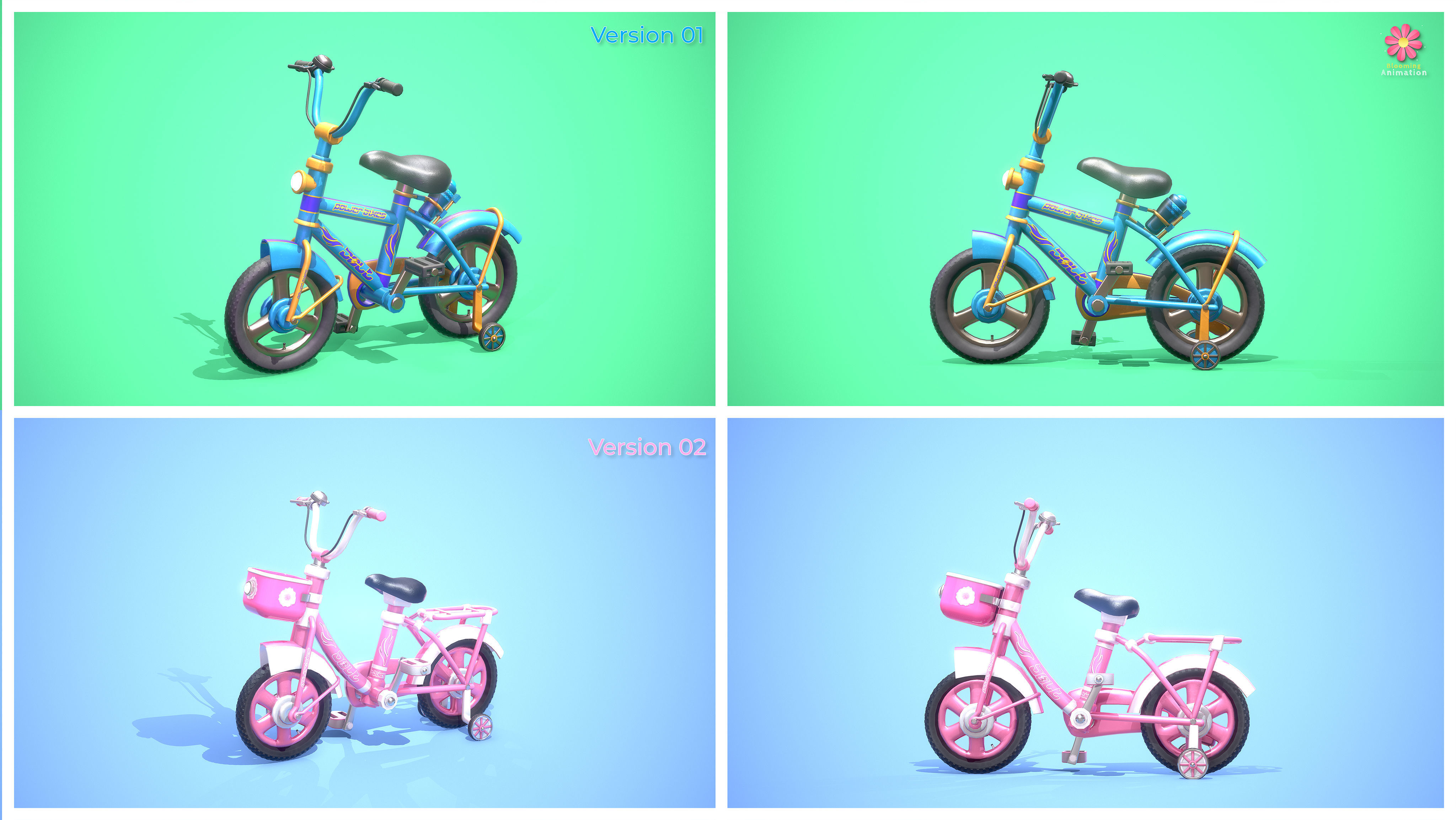 3D Model Collection Low Poly Cartoony Bicycle Pack for Ar Vr and Games ...