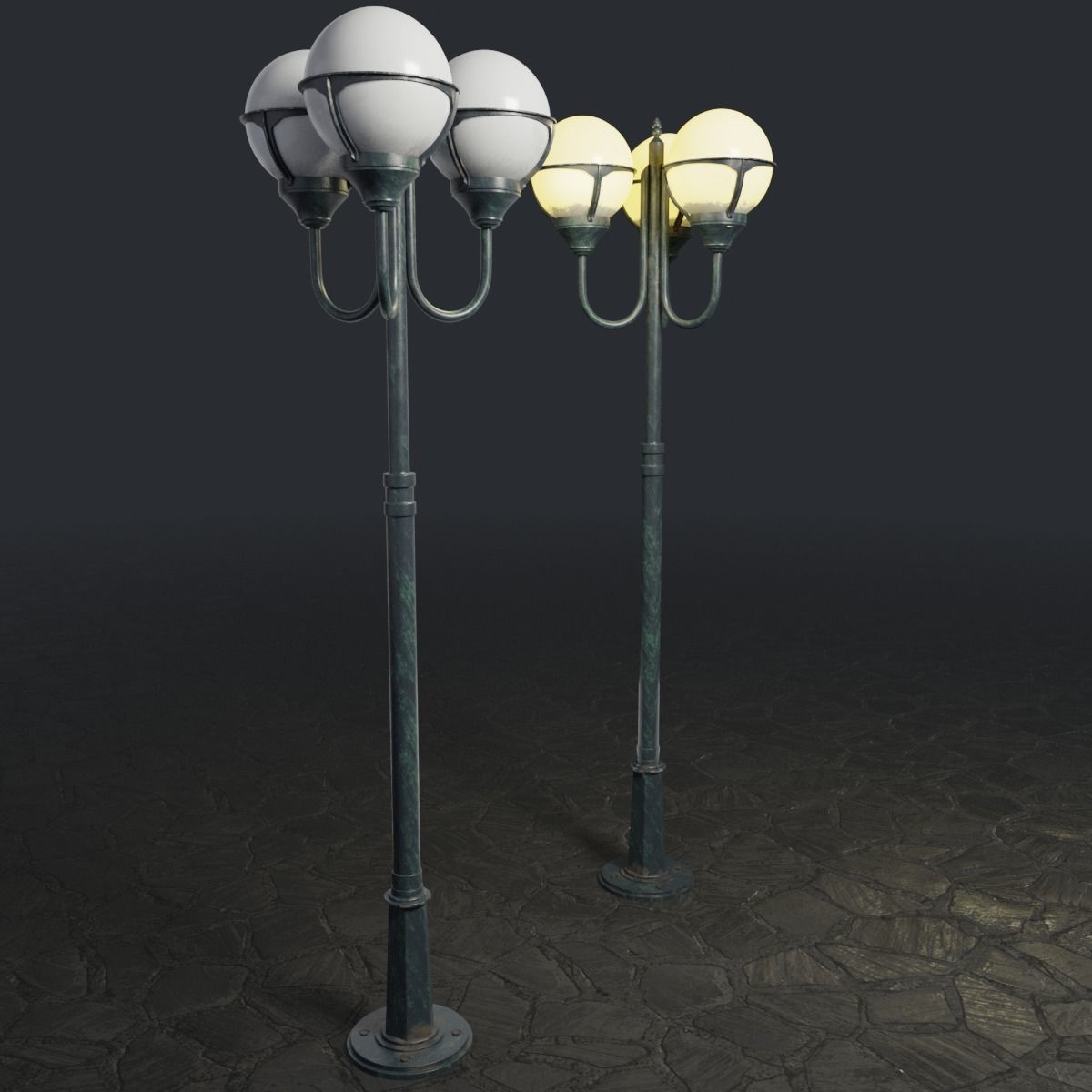 Set of Spherical Street Lamps 3D model | CGTrader