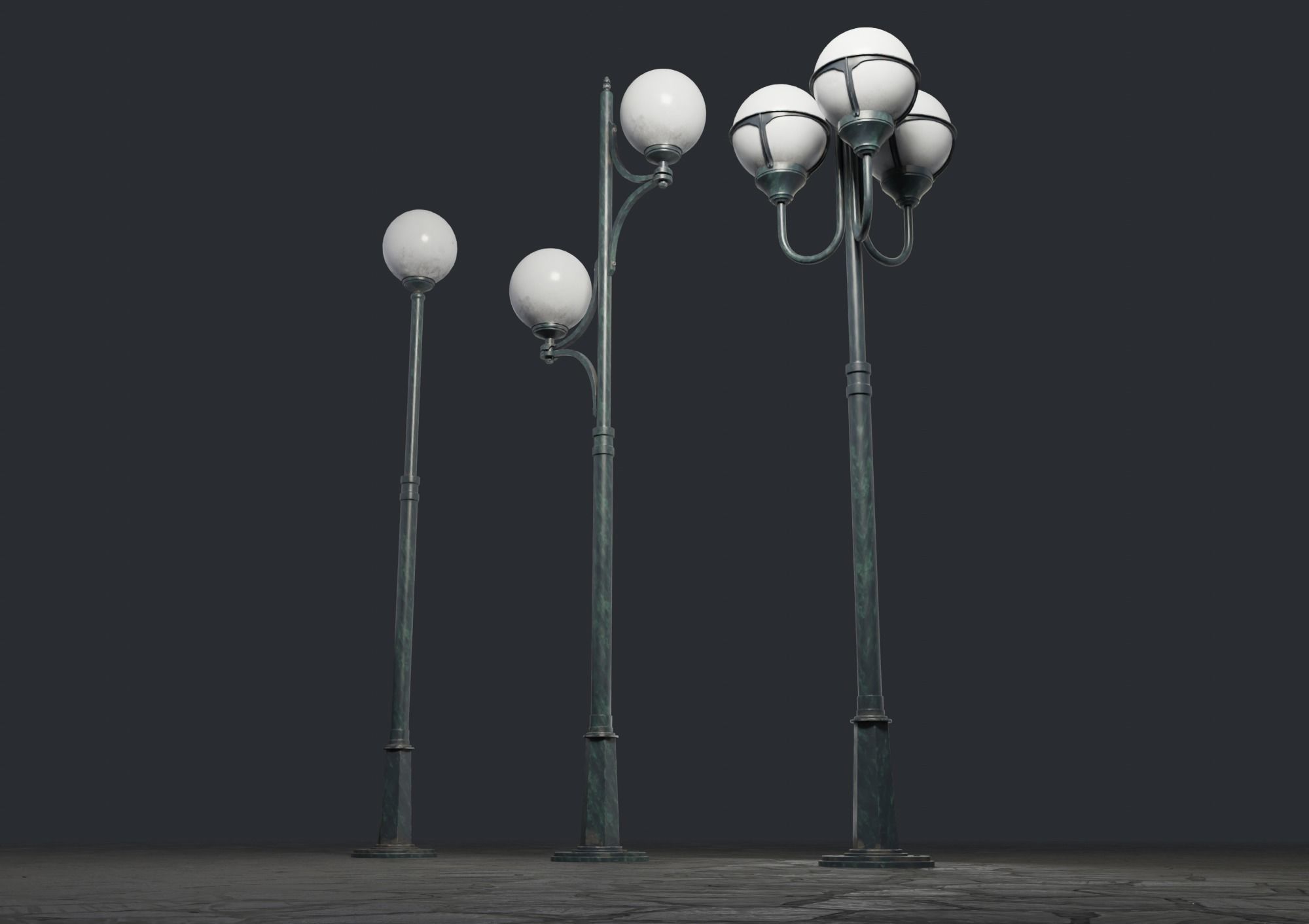 Set of Spherical Street Lamps 3D model | CGTrader
