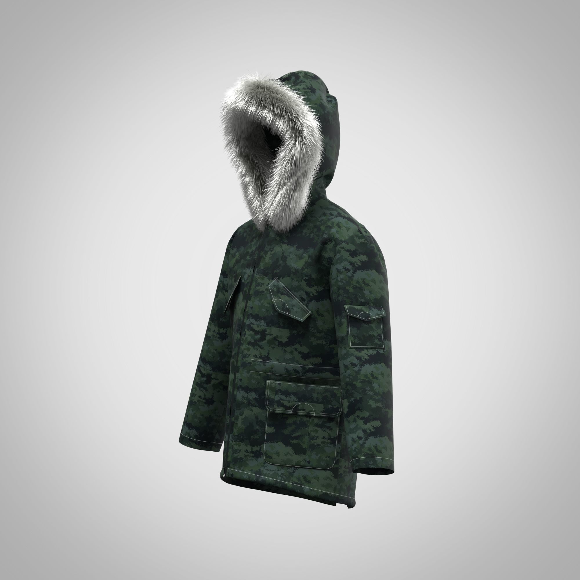 3D model Mens Camo parka jacket VR / AR / low-poly | CGTrader