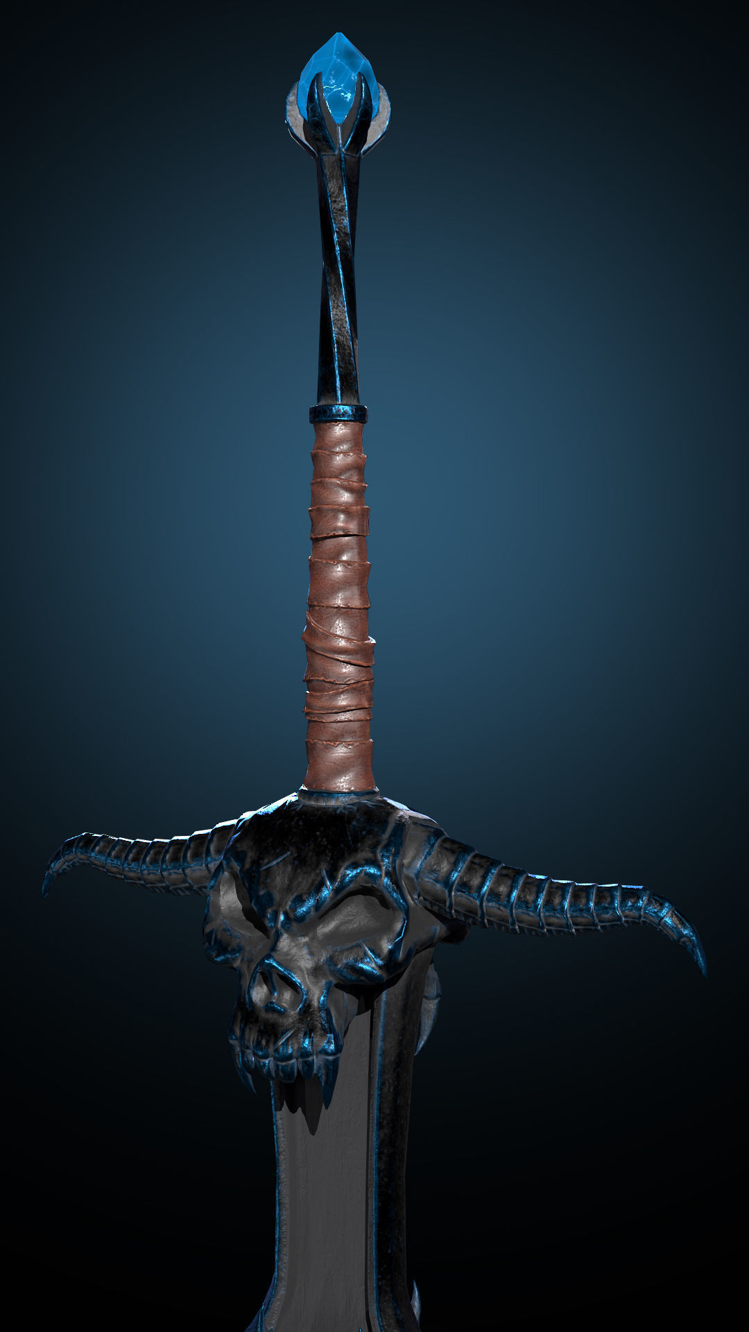 3D model Evil Skull sword PBR game ready asset VR / AR / low-poly ...